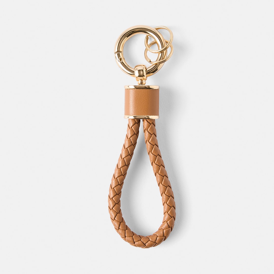 PU Loop Keyring - Gold Tone and Tan - Kmart
