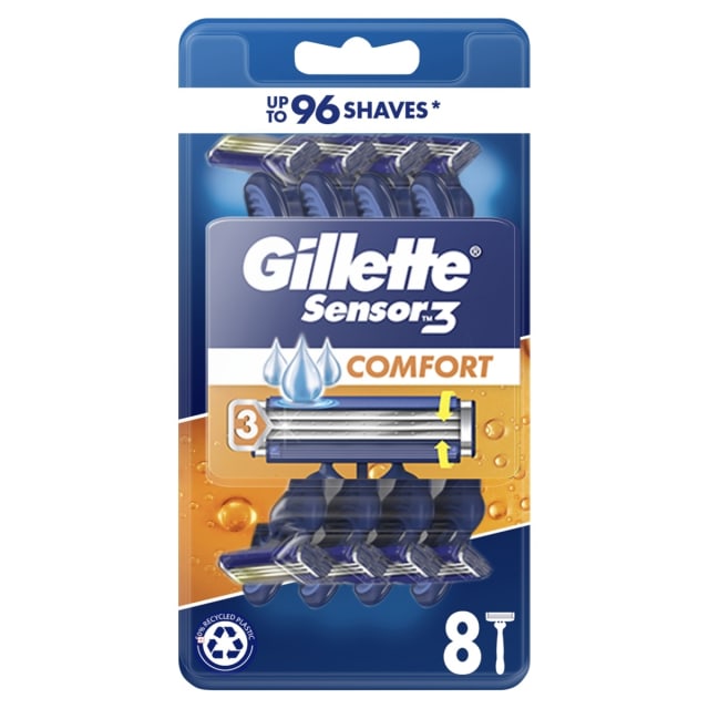 8 Pack Gillette Sensor 3 Comfort Disposable Razors - Kmart