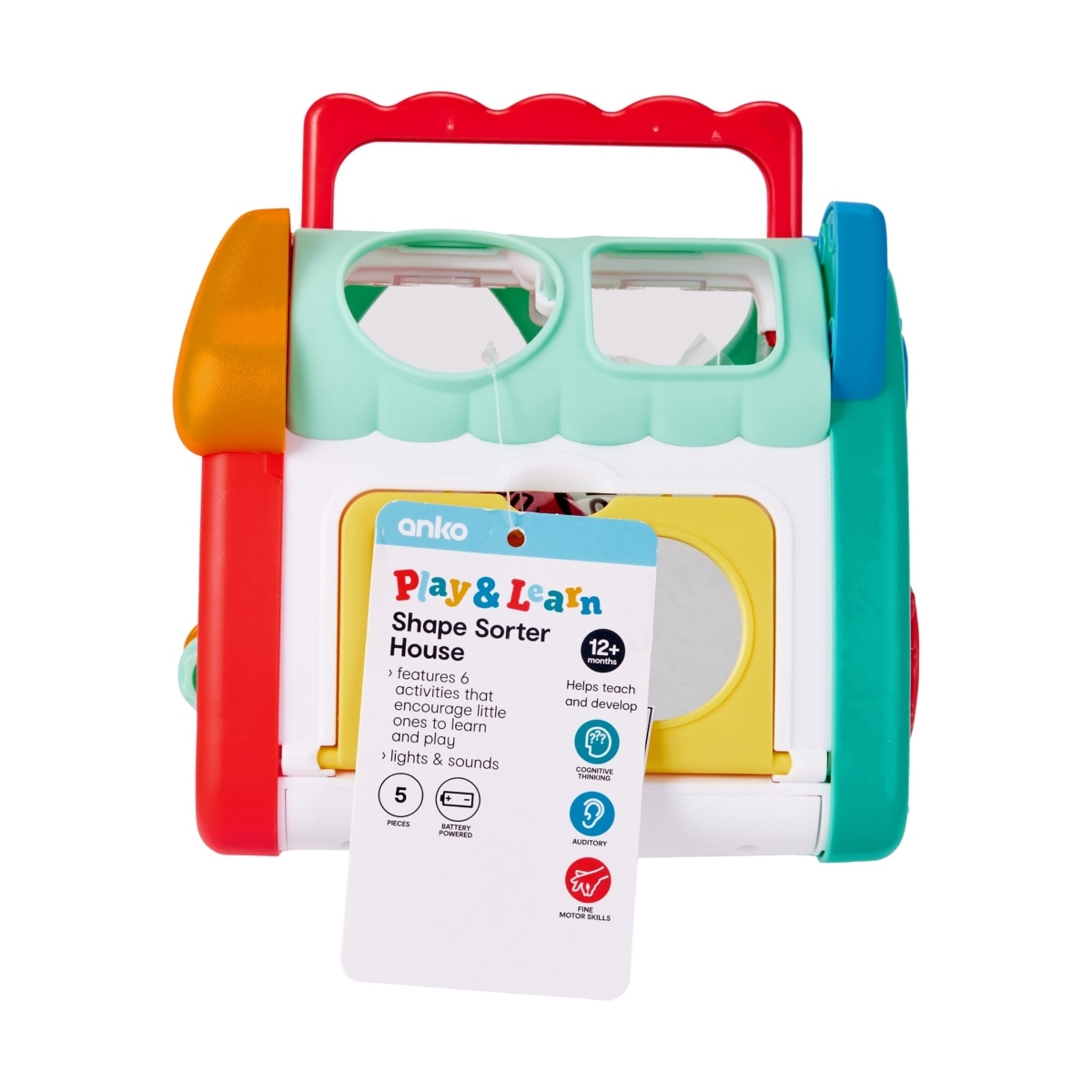 5 Piece Play & Learn Shape Sorter House - Kmart