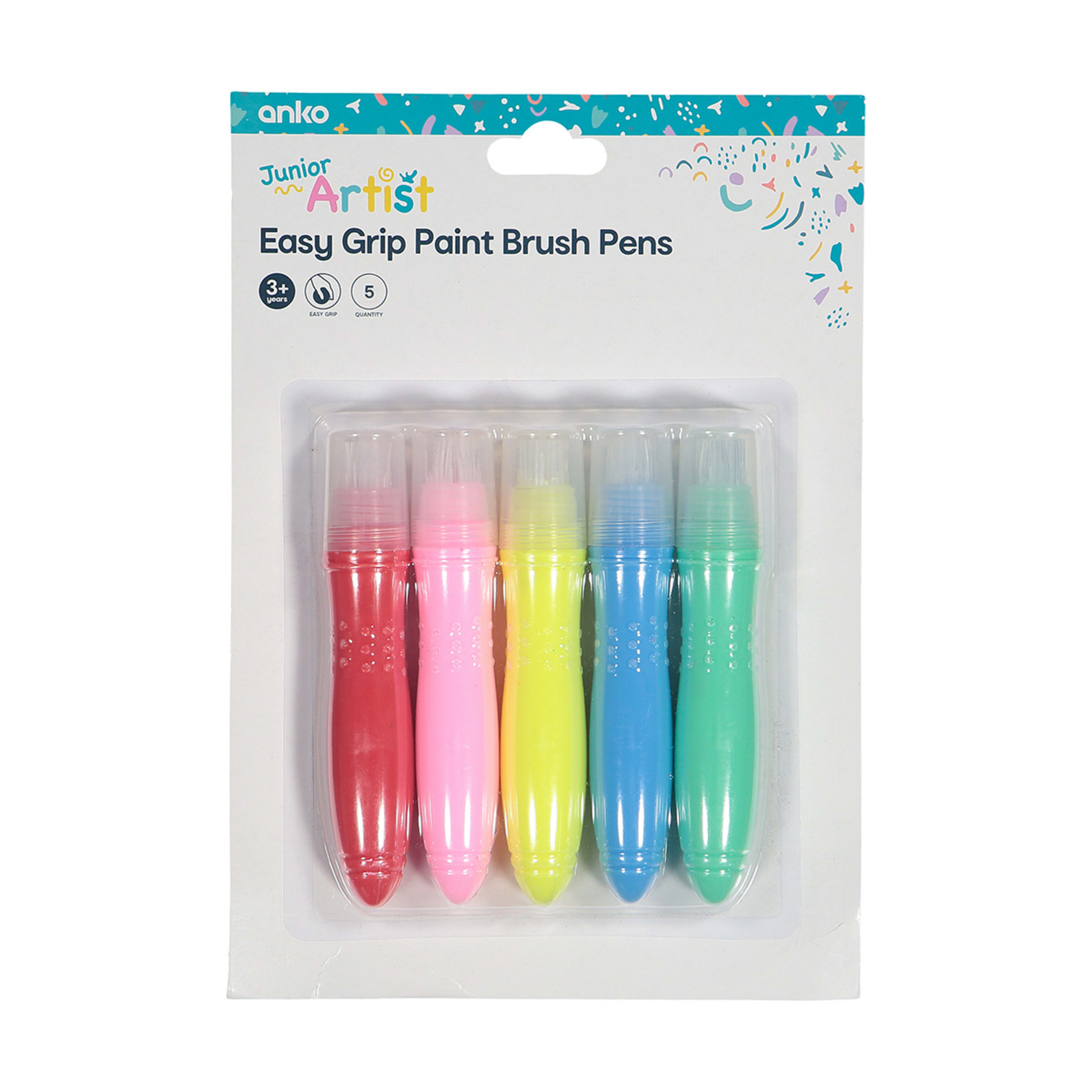 5 Pack Easy Grip Paint Brush Pens - Kmart