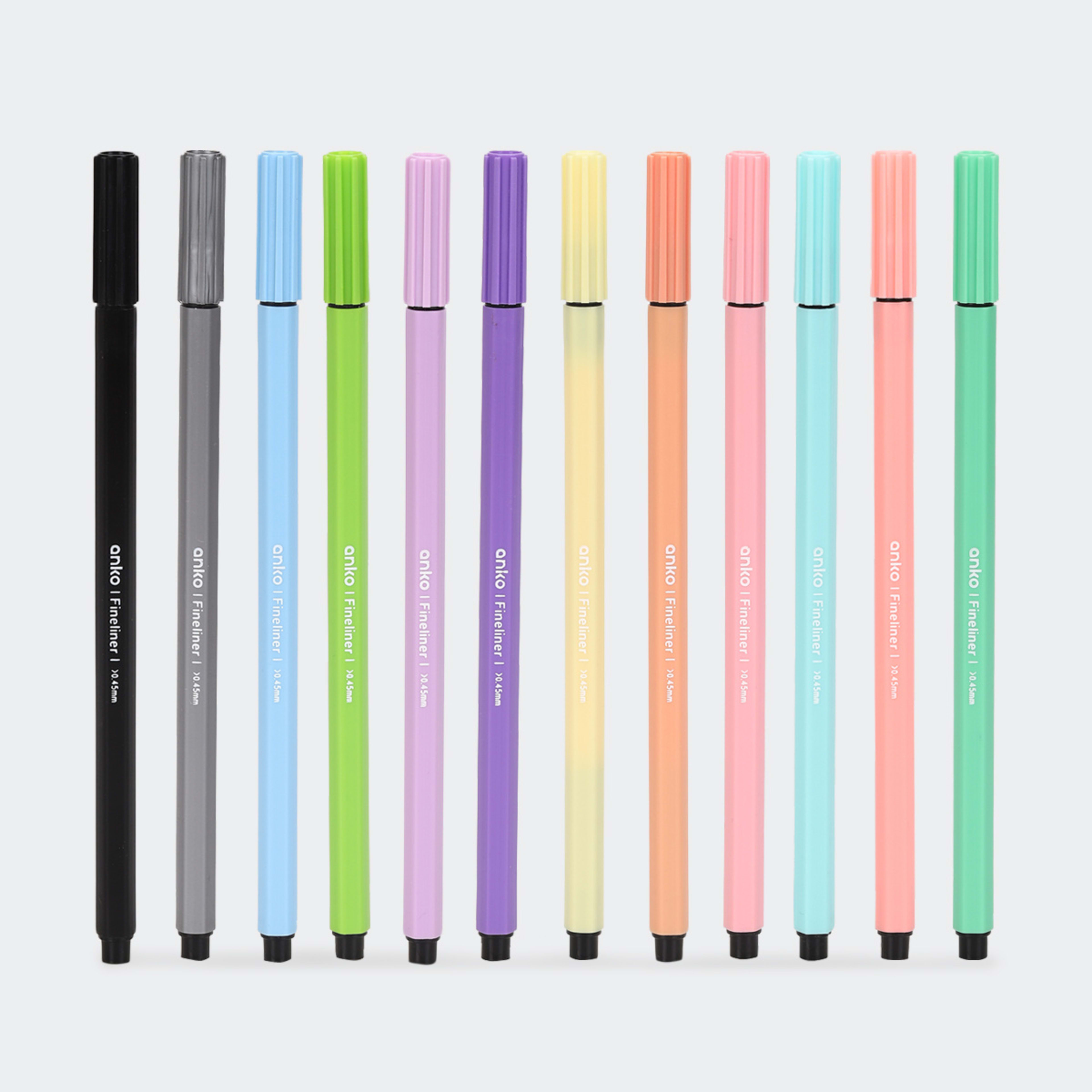 12 Pack Fineliner Pens - Pastel - Kmart