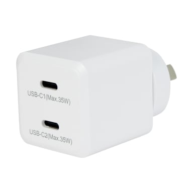 35W USB-C Dual Wall Charger - White - Kmart