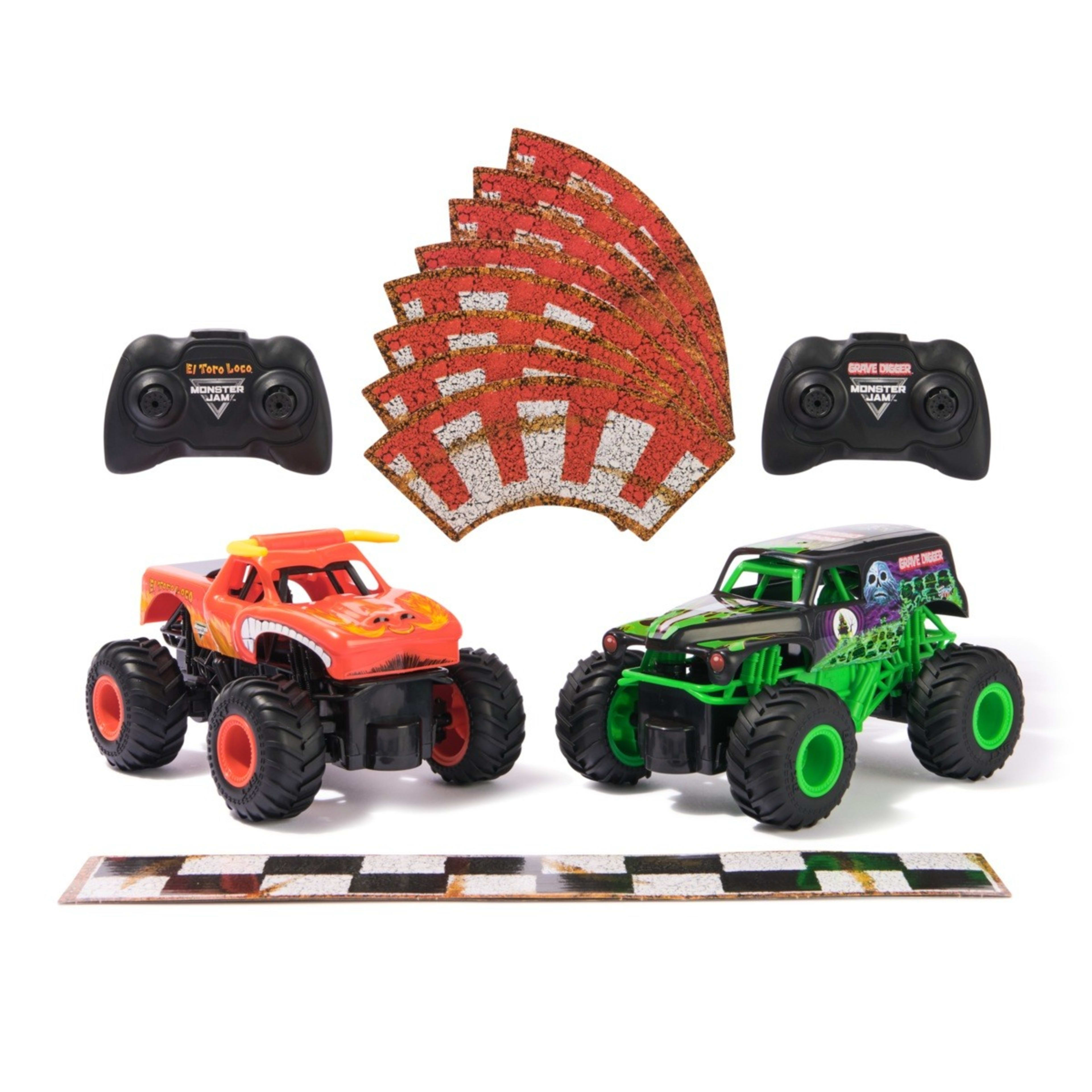 2 Pack Monster Jam RC 1:24 Grave Digger vs El Toro Loco Racing Rivals ...