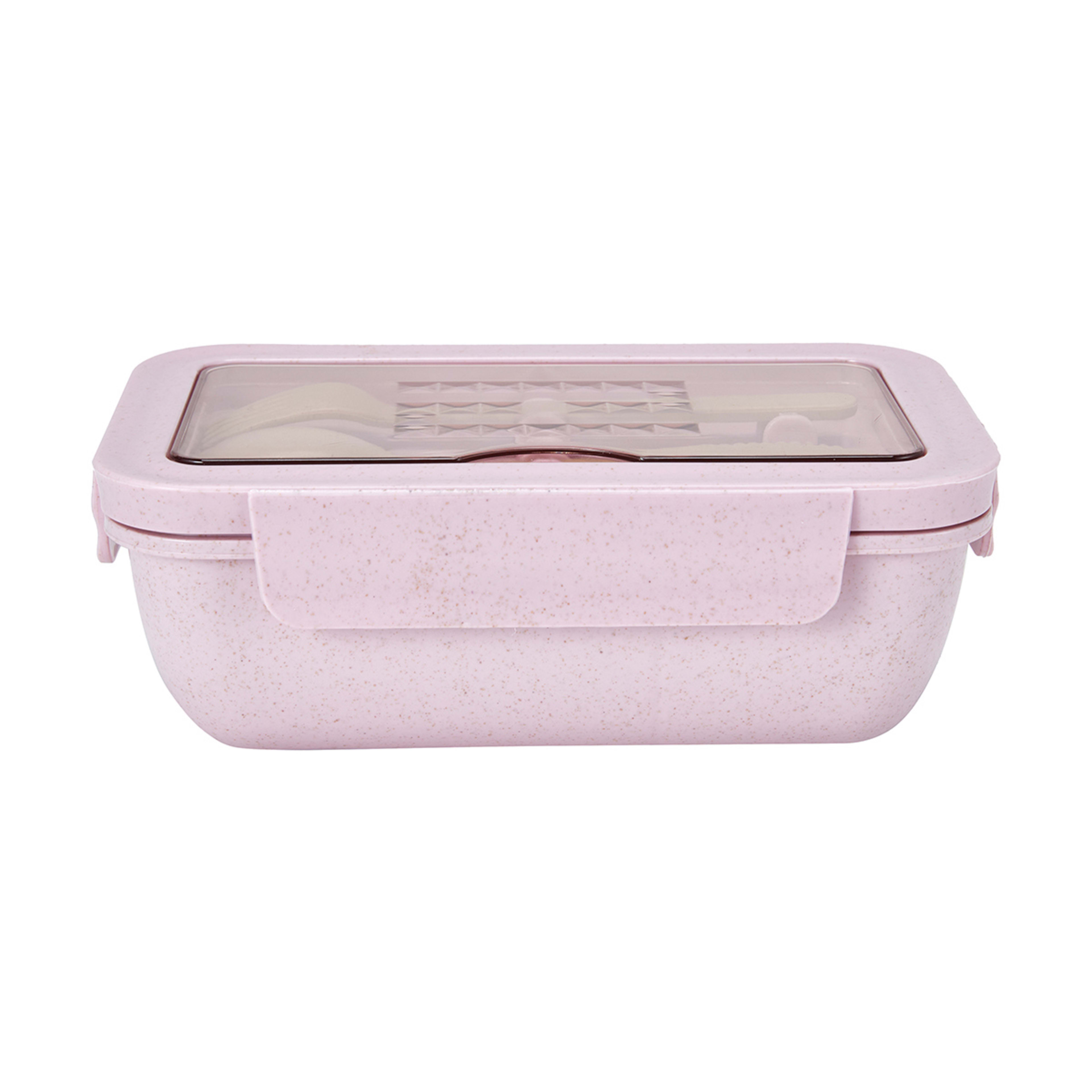 Pink Wheat Straw Lunch Box with Cutlery - Kmart