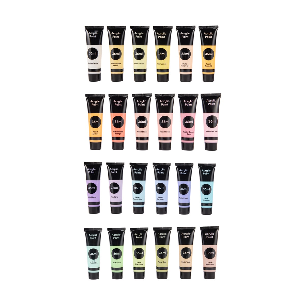24 Pack Acrylic Paint Set - Pastel Colours - Kmart