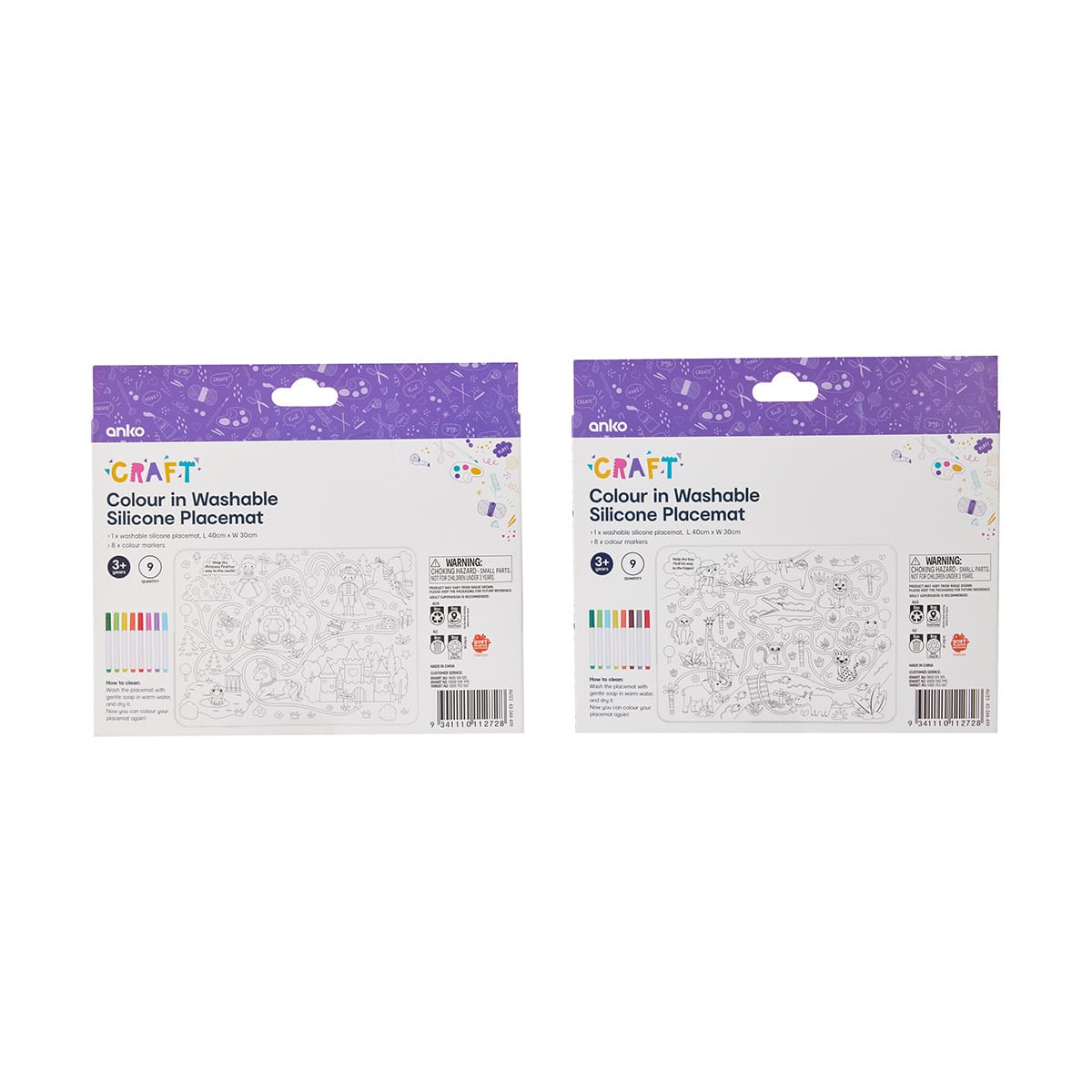 9 Pack Colour in Washable Silicone Placemat - Assorted - Kmart