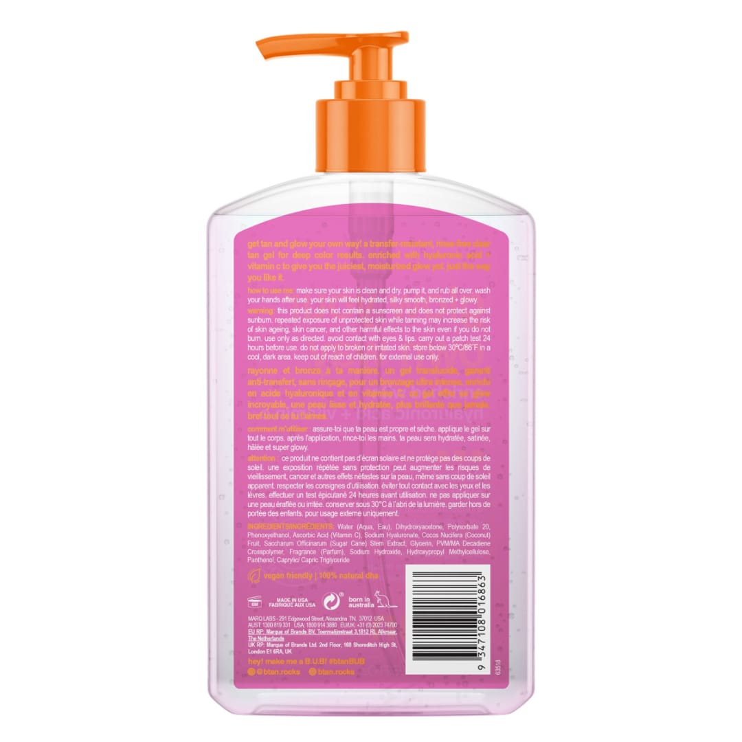 b.tan Glow Your Own Way Clear Self Tan Gel 473ml - Darkest, Hyaluronic ...