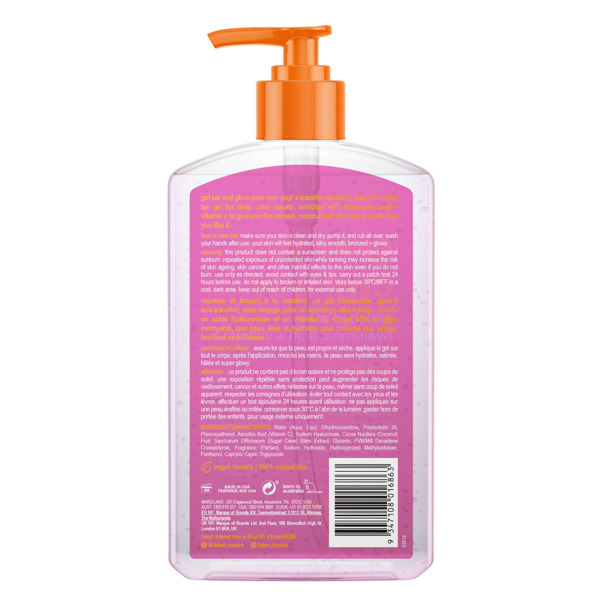 b.tan Glow Your Own Way Clear Self Tan Gel 473ml - Darkest, Hyaluronic ...