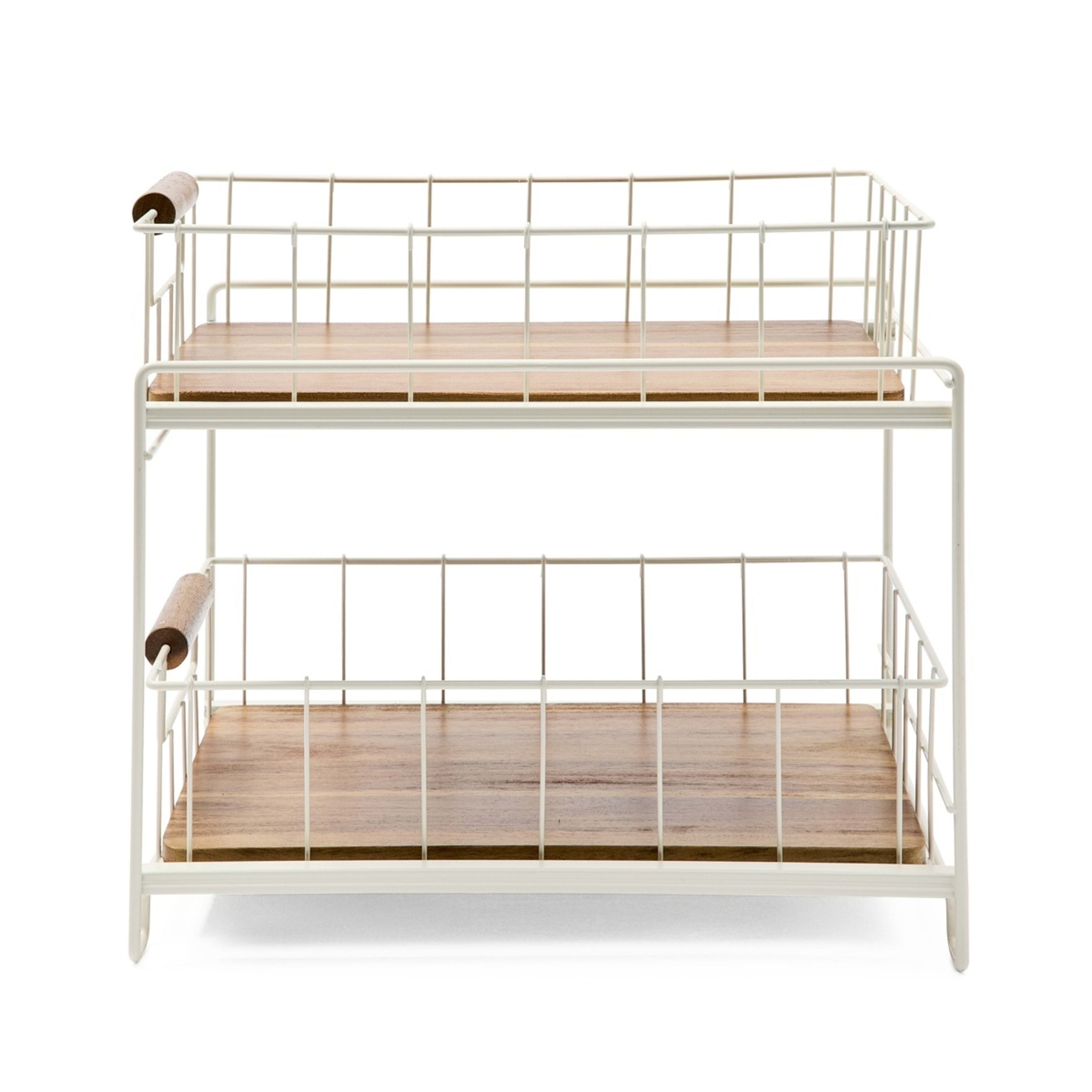 Off White and Acacia 2 Tier Drawers - Kmart