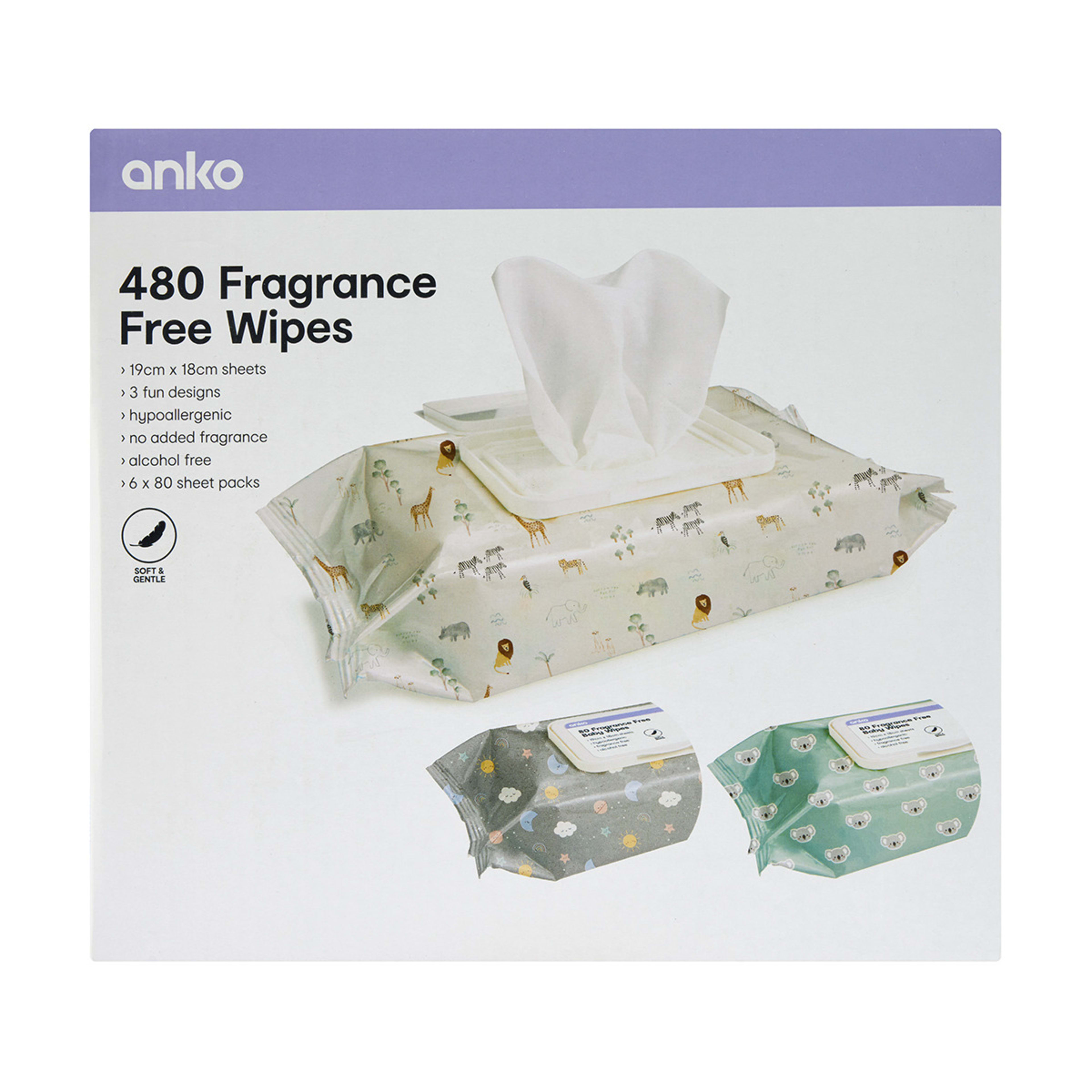 480 Pack Fragrance Free Wipes - Kmart NZ