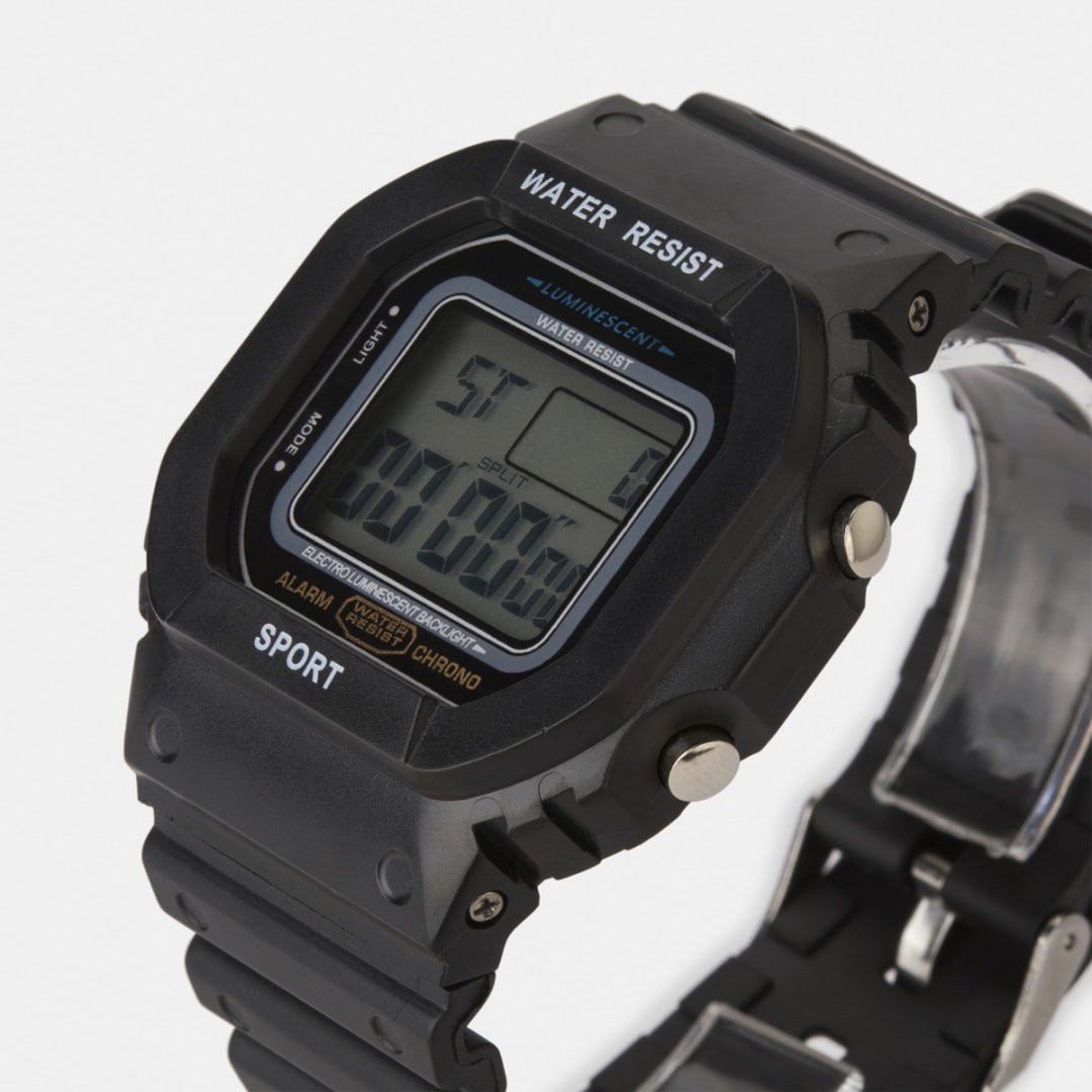 Square Digital Watch - Black - Kmart