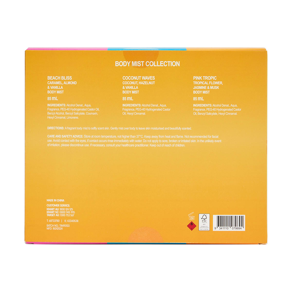 OXX Fragrance 3 Pack Summer Solstice Body Mist Collection - Kmart NZ