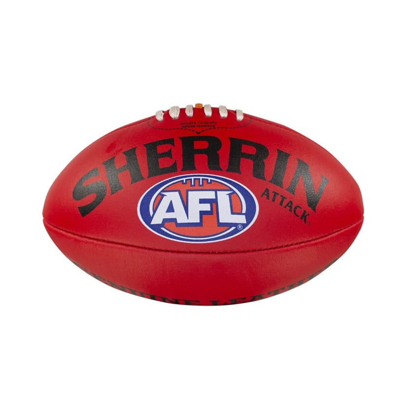 Sherrin AFL Attack Leather Football - Size 5, Red - Kmart