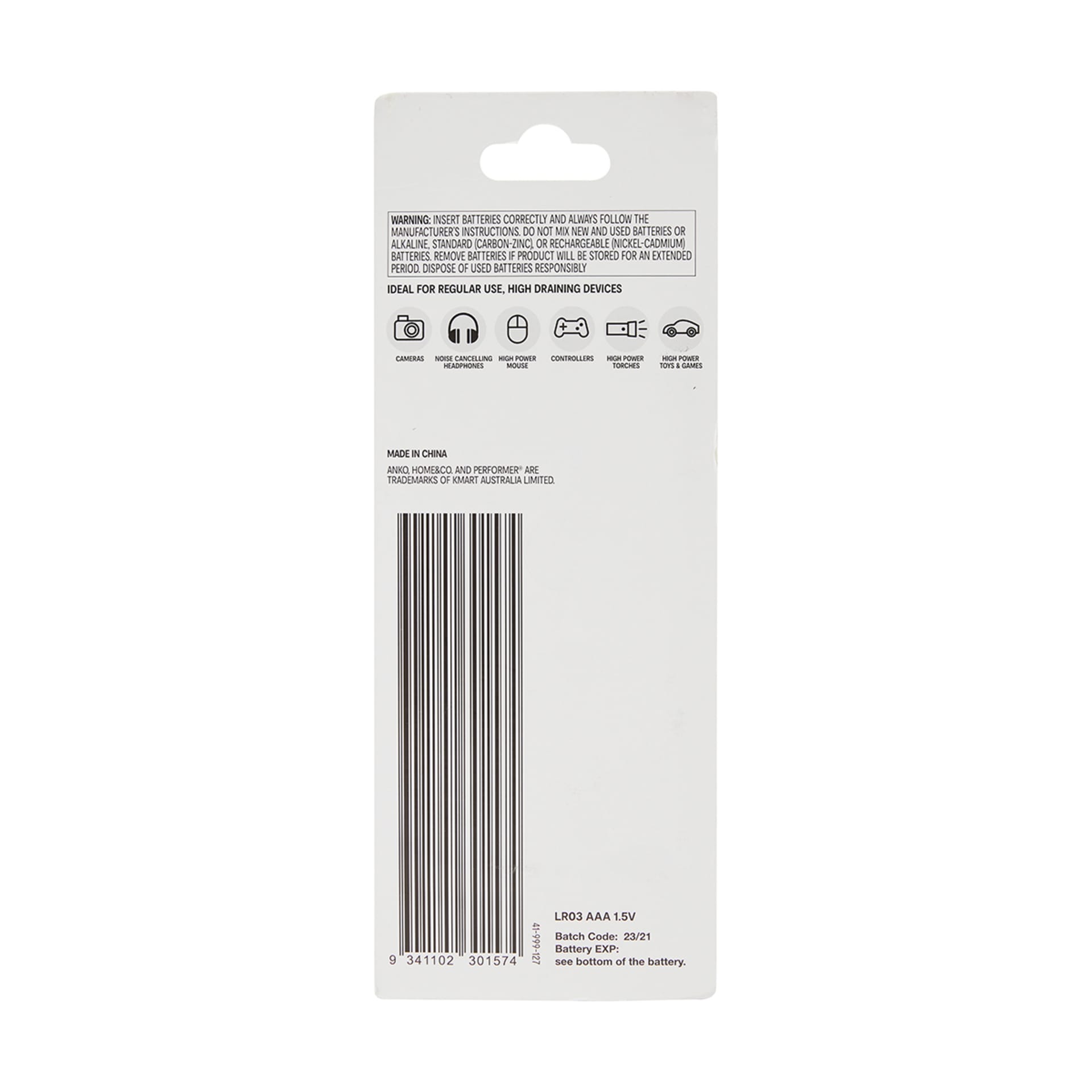 High Performance Alkaline Batteries - AAA, Pack of 18 - Kmart