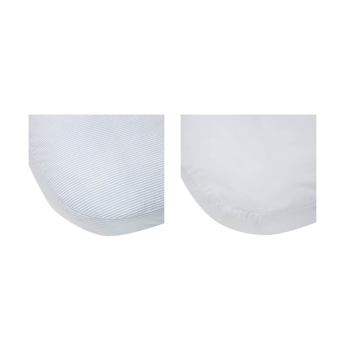 2 Pack Cotton Fitted Bassinet Sheets - White and Stripe - Kmart