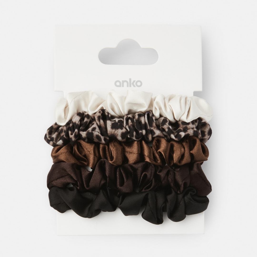 5 Pack Satin Mini Scrunchies - Kmart