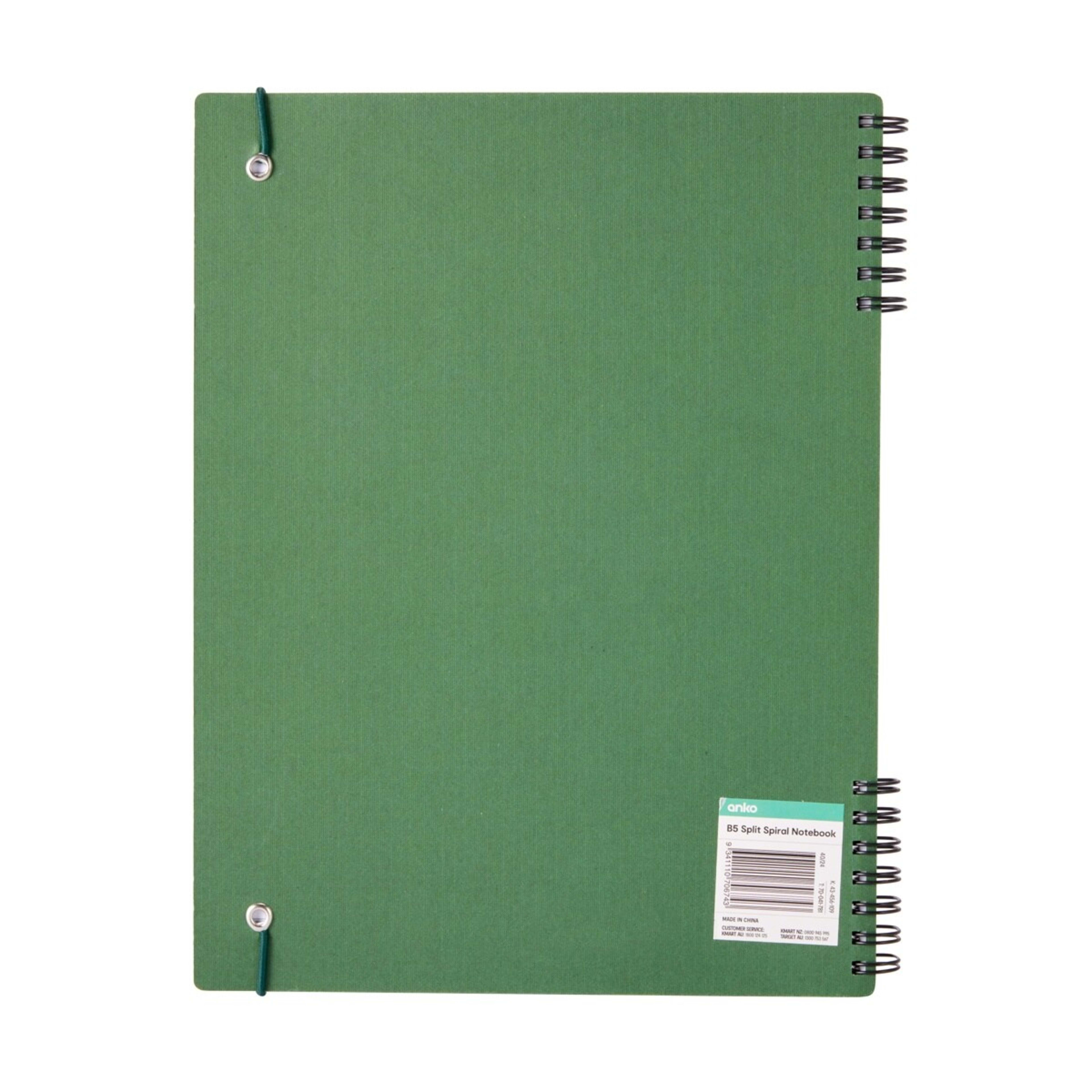 B5 Split Spiral Notebook - Green - Kmart