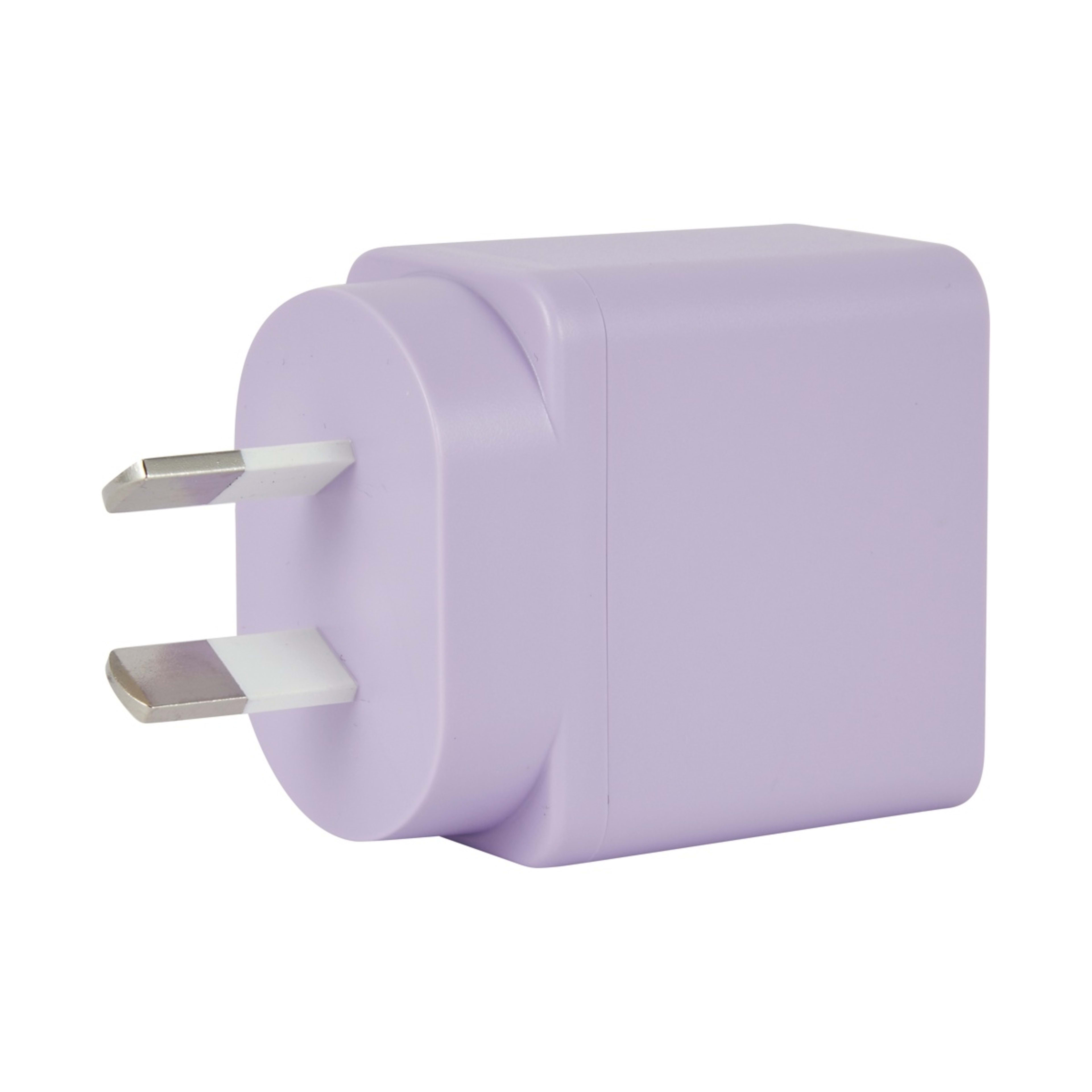 Wall USB Charger with USB-A to USB-C - Purple - Kmart