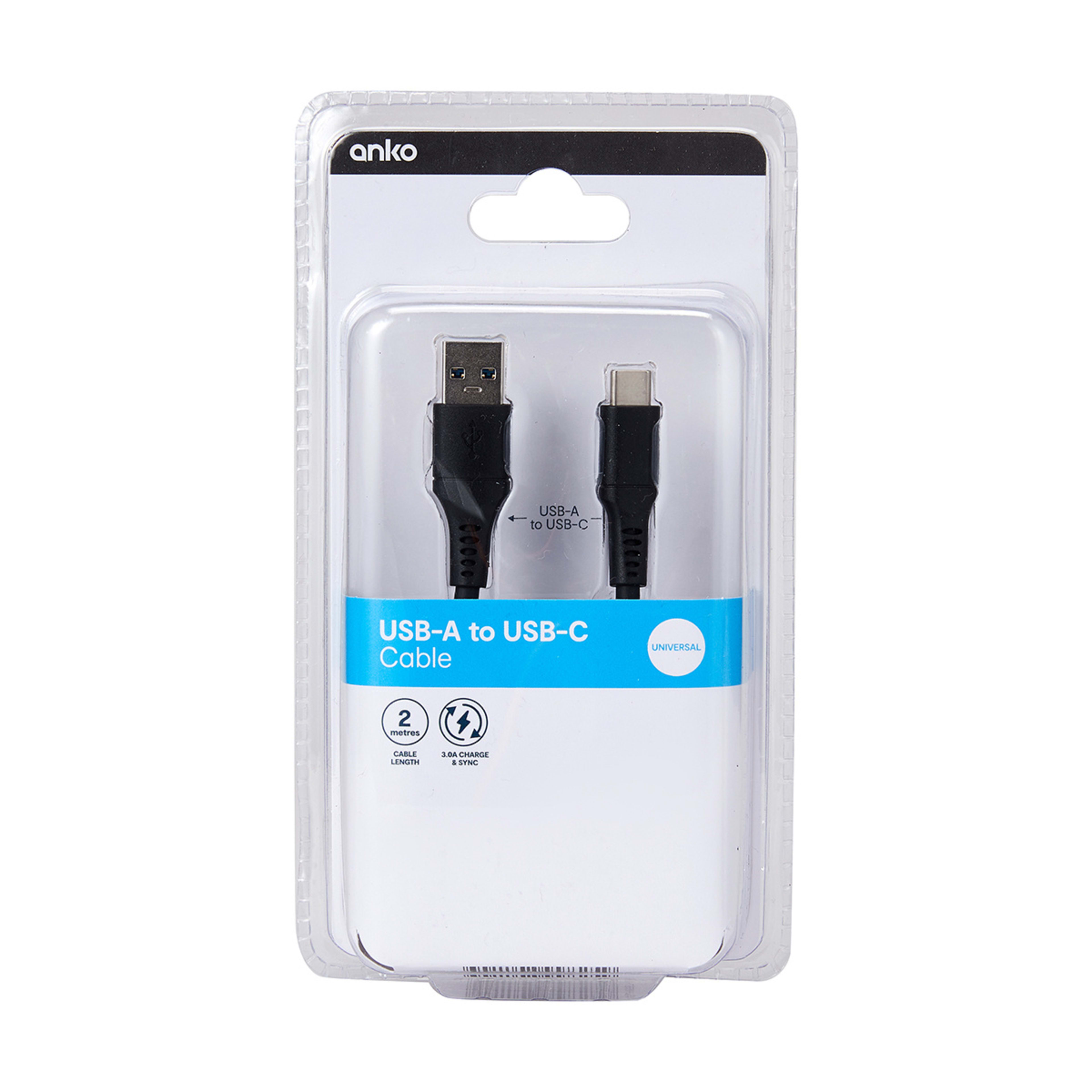 USB-A to USB-C Universal Cable - 2m - Kmart