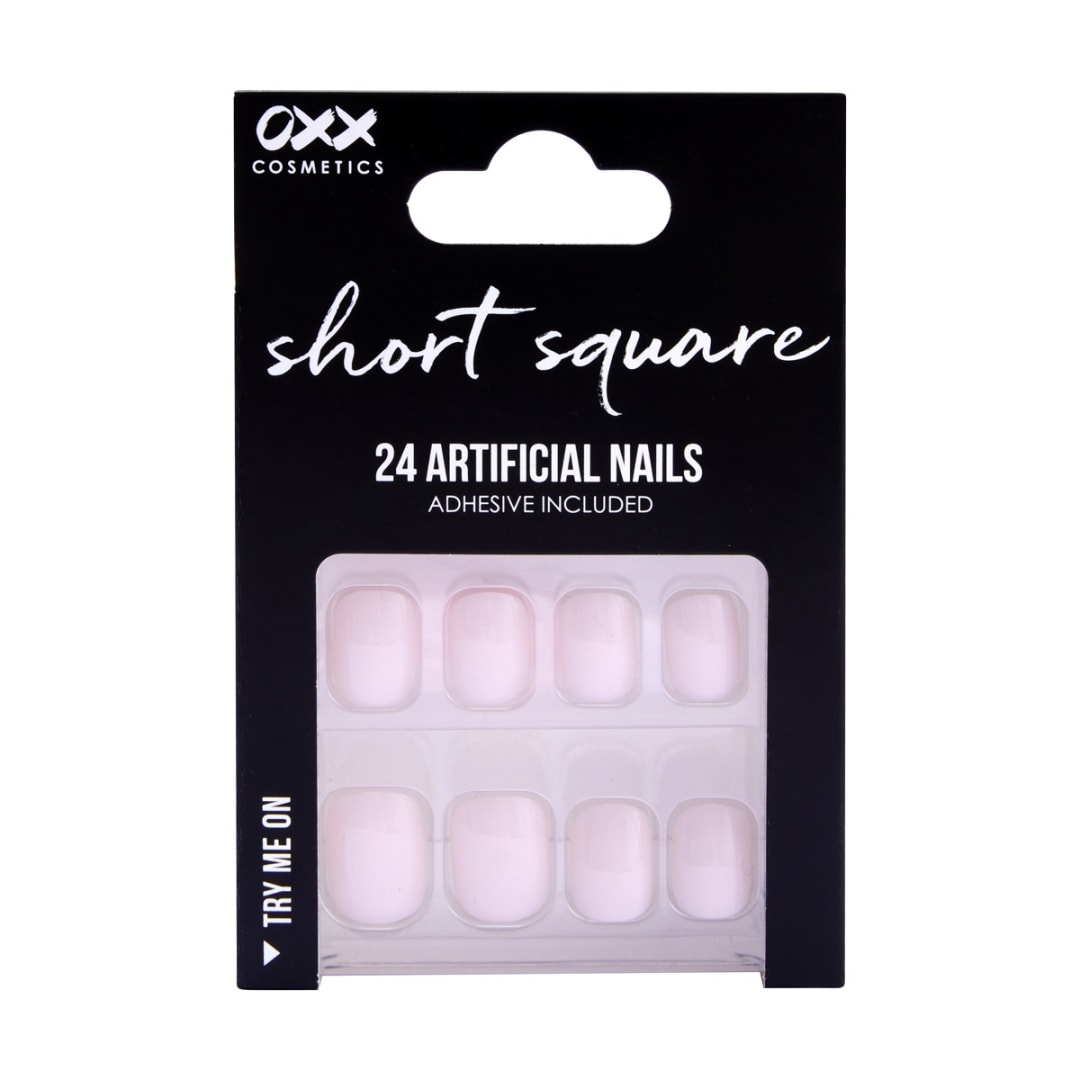 OXX Cosmetics 24 Pack Artificial Nails with Adhesive - Short Square ...