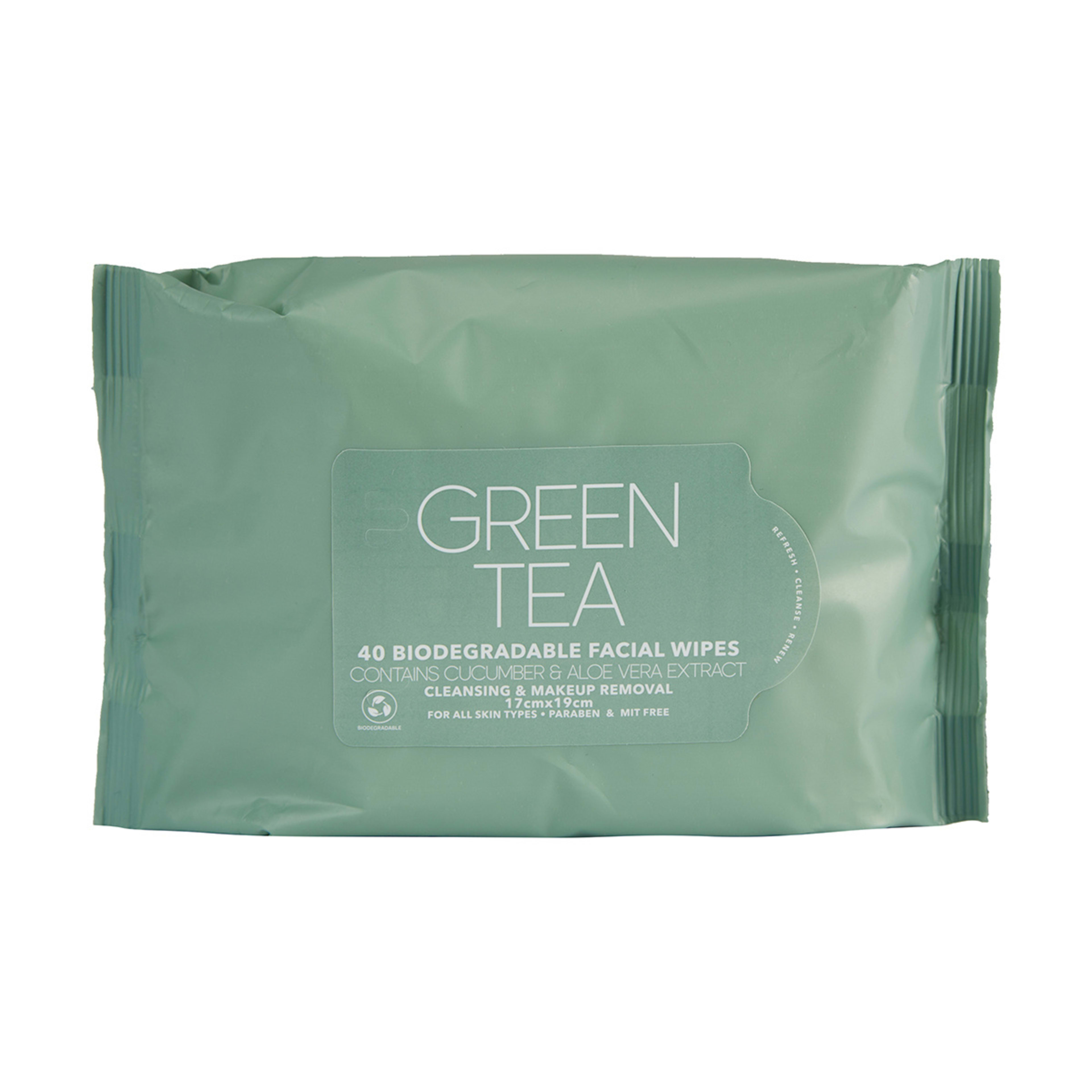 40 Pack Cleansing & Makeup Removal Facial Wipes - Green Tea - Kmart