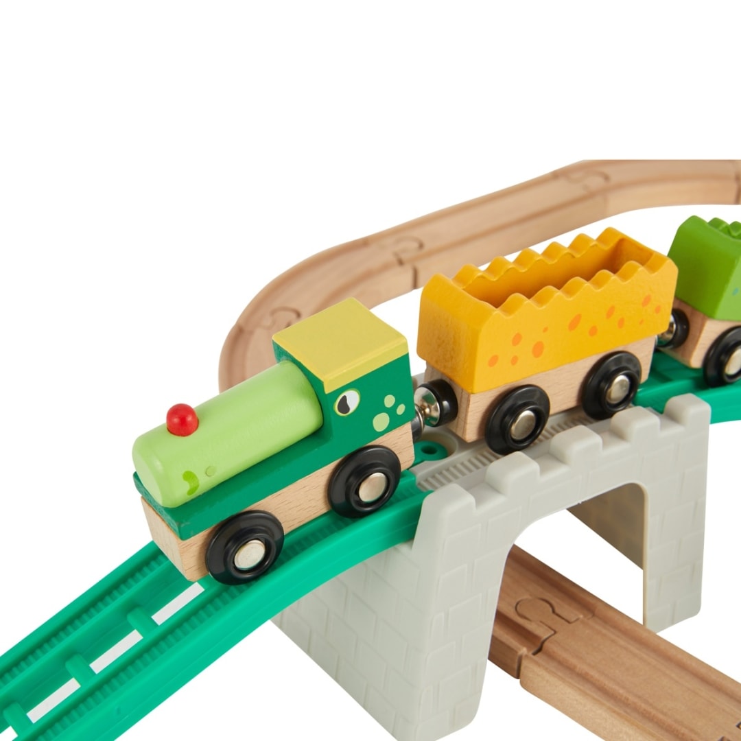 38 Piece Wooden Dino Train Set - Kmart NZ