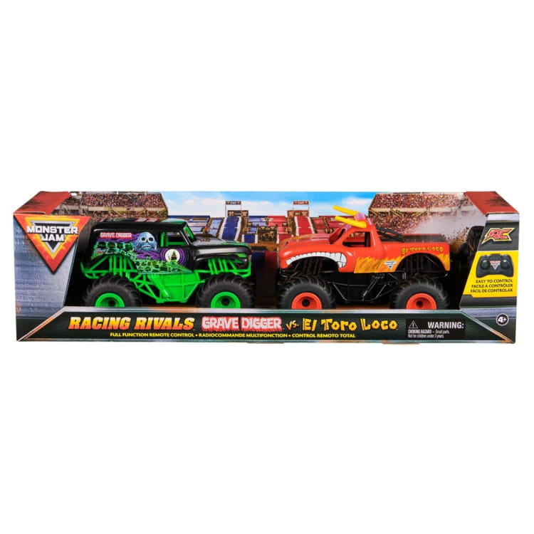 2 Pack Monster Jam RC 1:24 Grave Digger vs El Toro Loco Racing Rivals ...