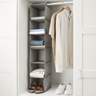 6 Shelf Linen Look Hanging Organiser - Charcoal - Kmart