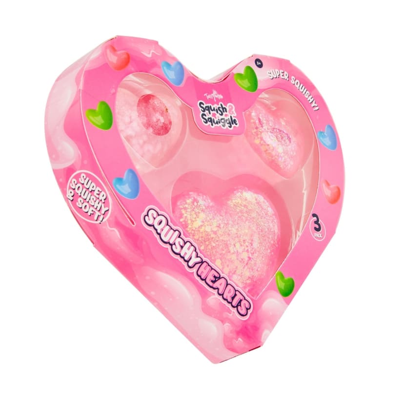 3 Pack ToyMania Squish and Squiggle Squishy Hearts - Assorted - Kmart