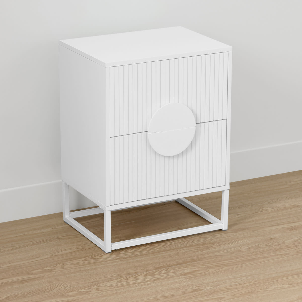 Stevie 2 Drawer Bedside Table - White - Kmart