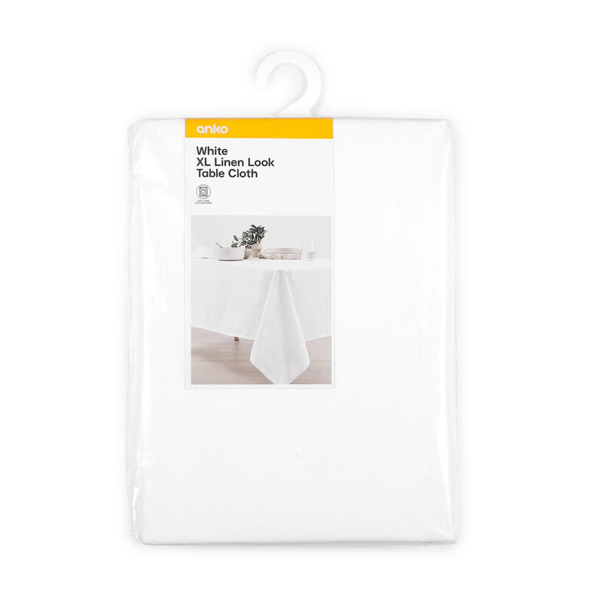 White Extra Large Linen Look Table Cloth - Kmart
