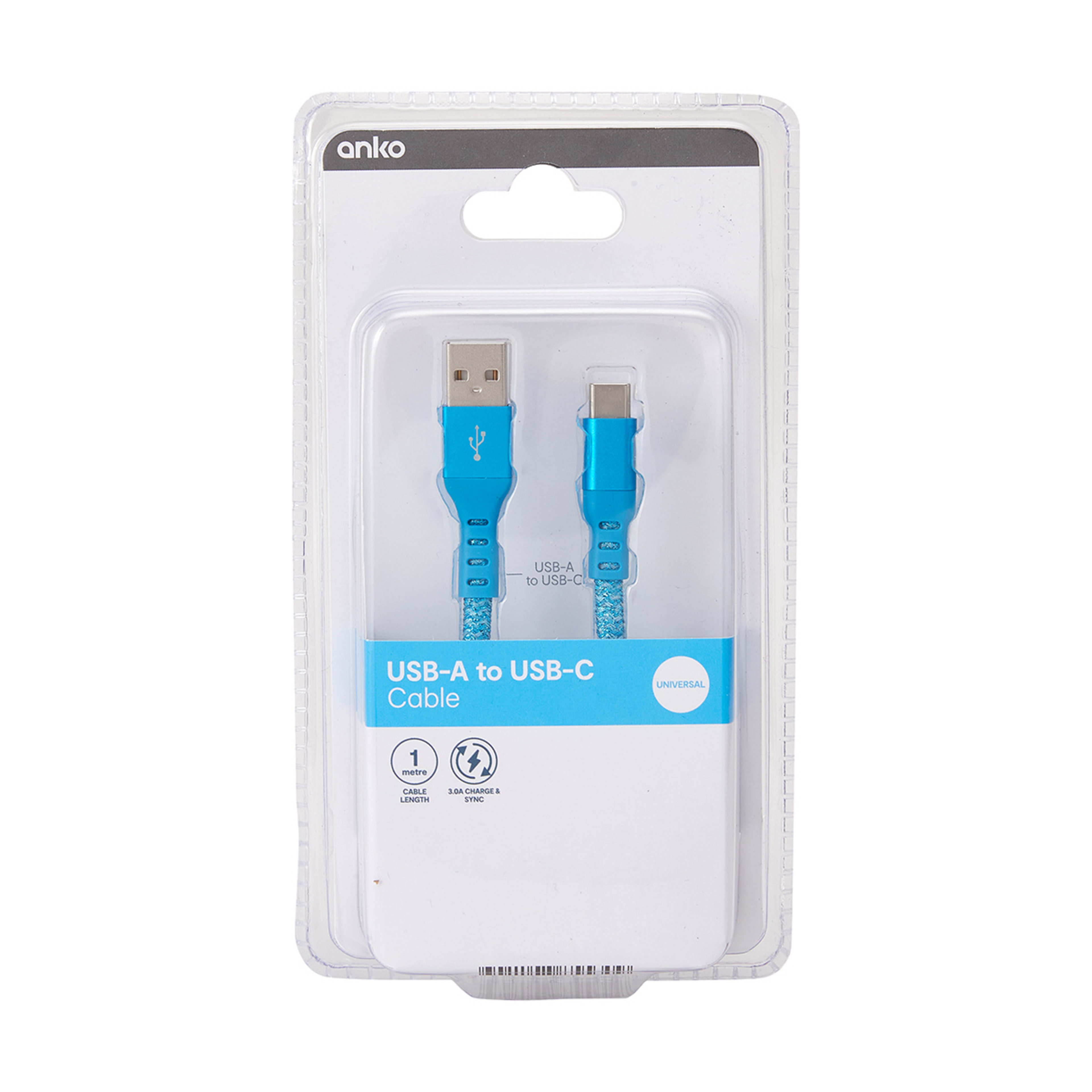 USBC Metal Cable 1m - Blue - Kmart