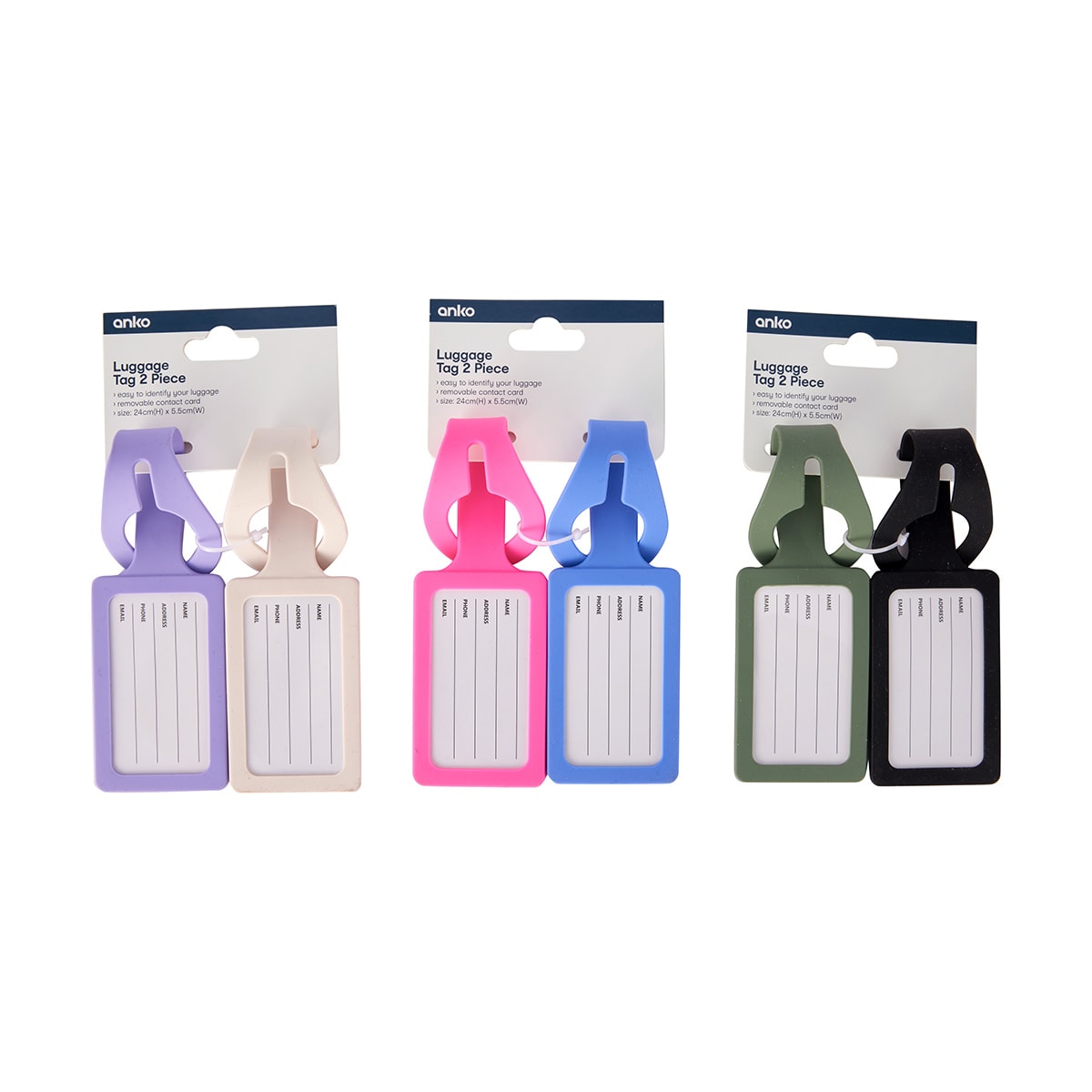 2 Piece Luggage Tags - Assorted - Kmart