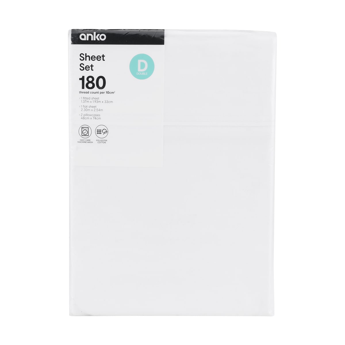 180 Thread Count Sheet Set - Double Bed, White - Kmart