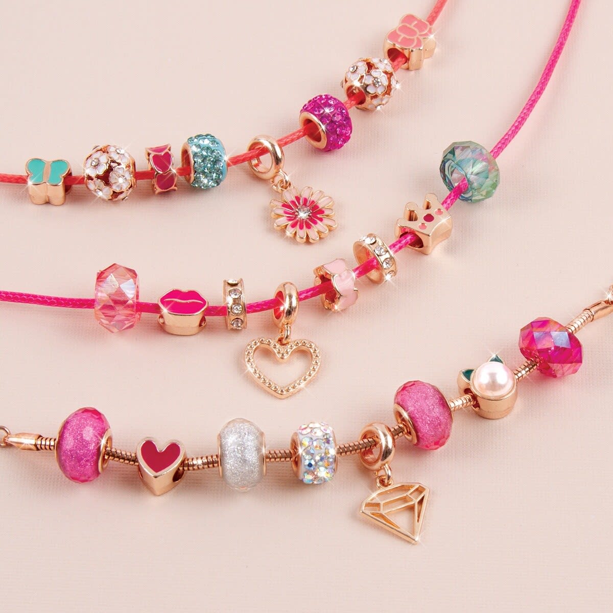 28 Piece Make It Real Halo Charms Bracelets: Think Pink Kit - Kmart NZ