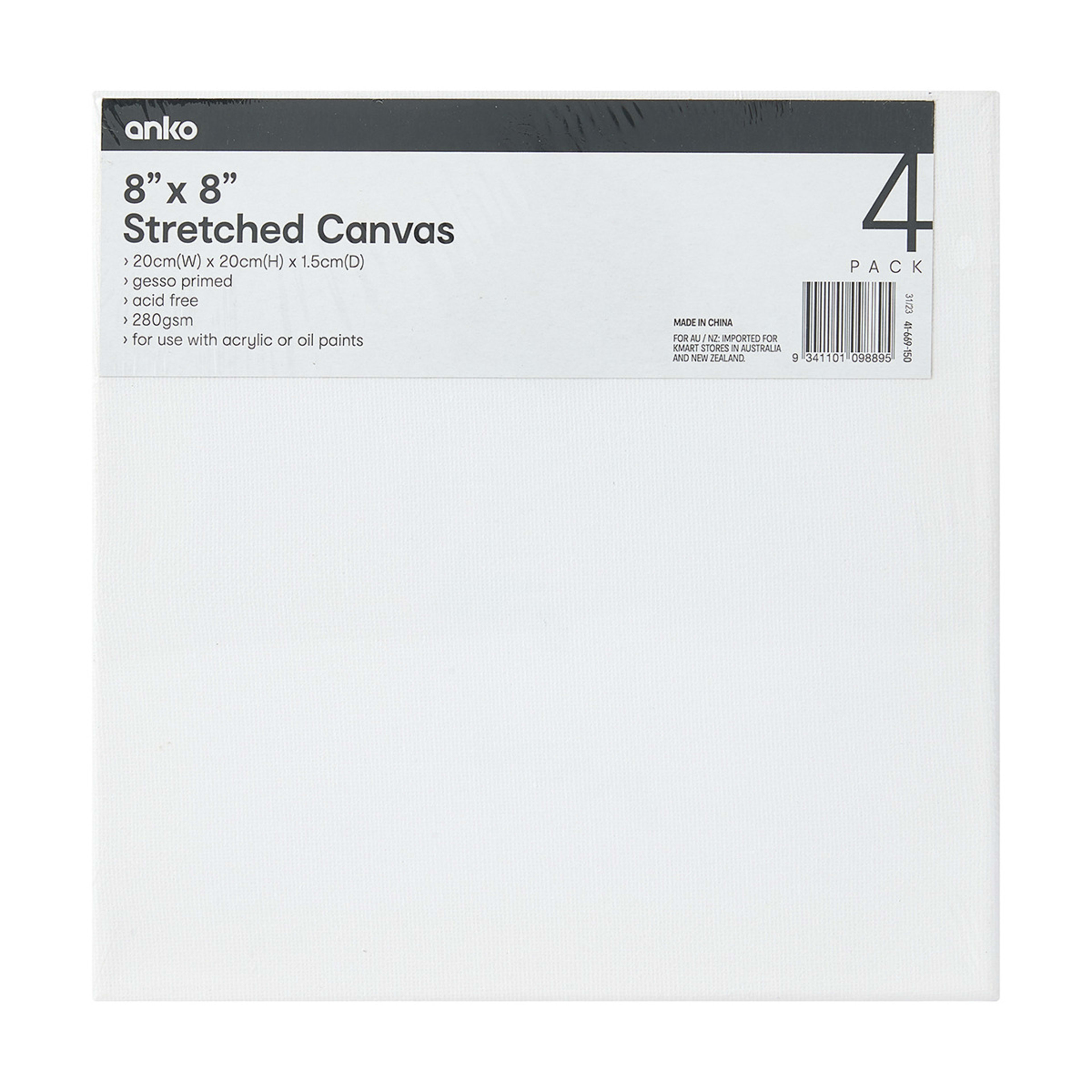 8in. x 8in. Stretch Canvas - 4 Pack - Kmart