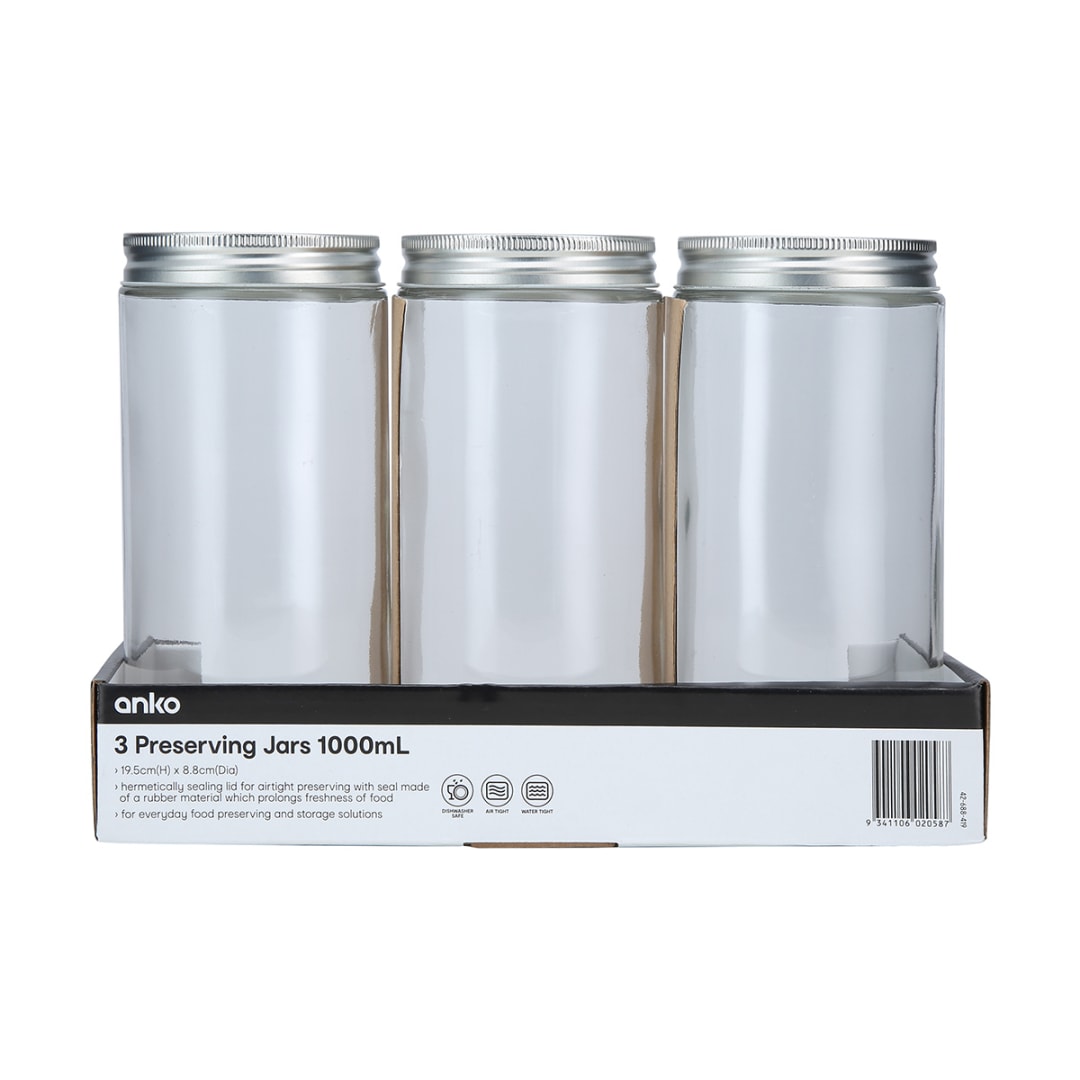 3 Preserving Jars - 1000ml - Kmart