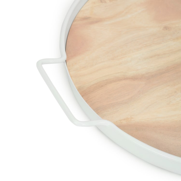 Metal & Acacia Wood Tray with Handles - Kmart