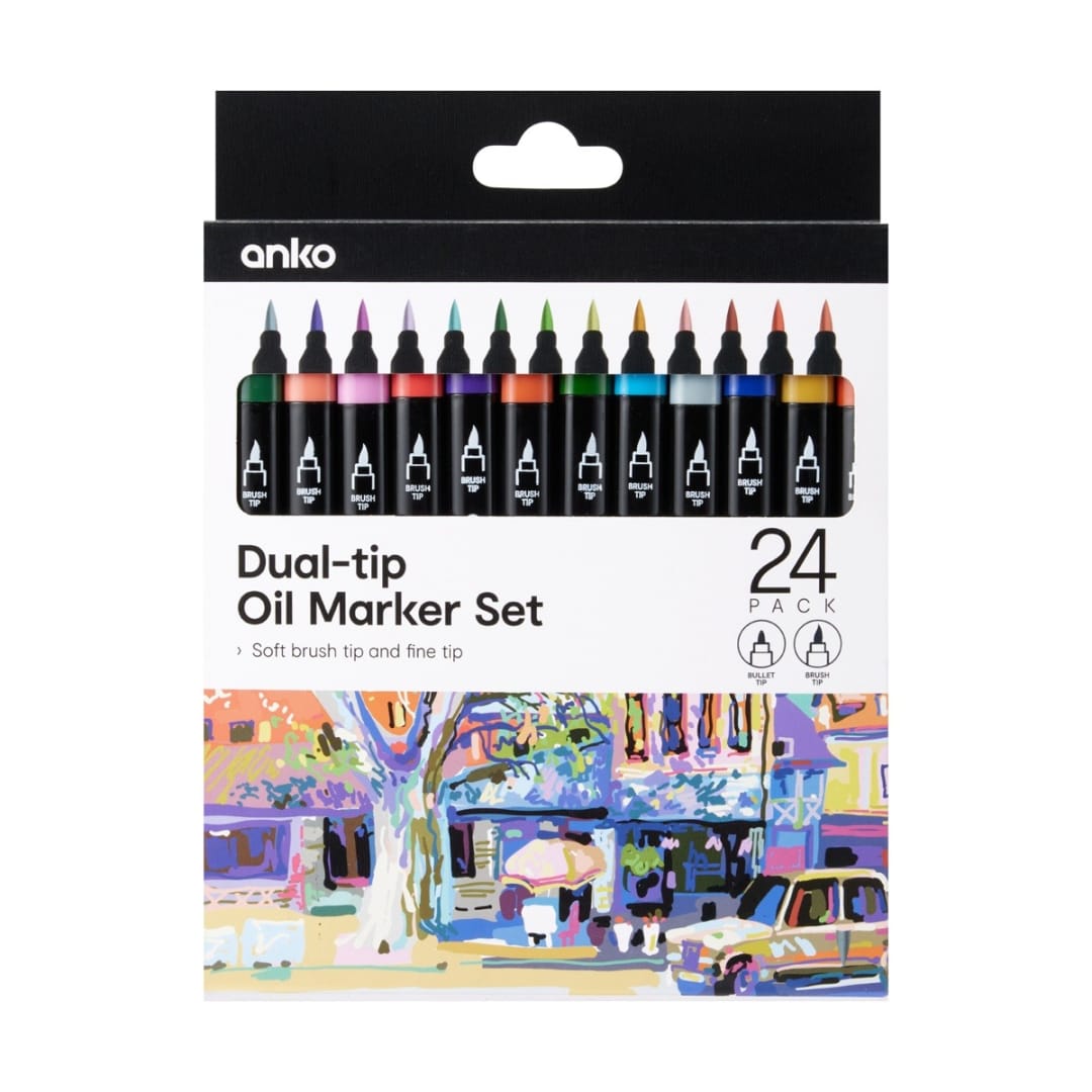 24 Pack Dual-Tip Oil Marker Set - Kmart