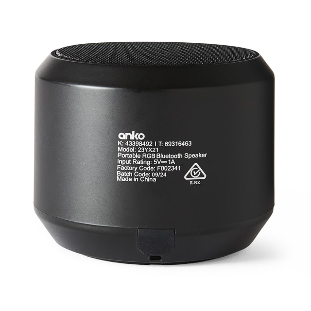 Portable RGB Bluetooth Speaker - Black - Kmart