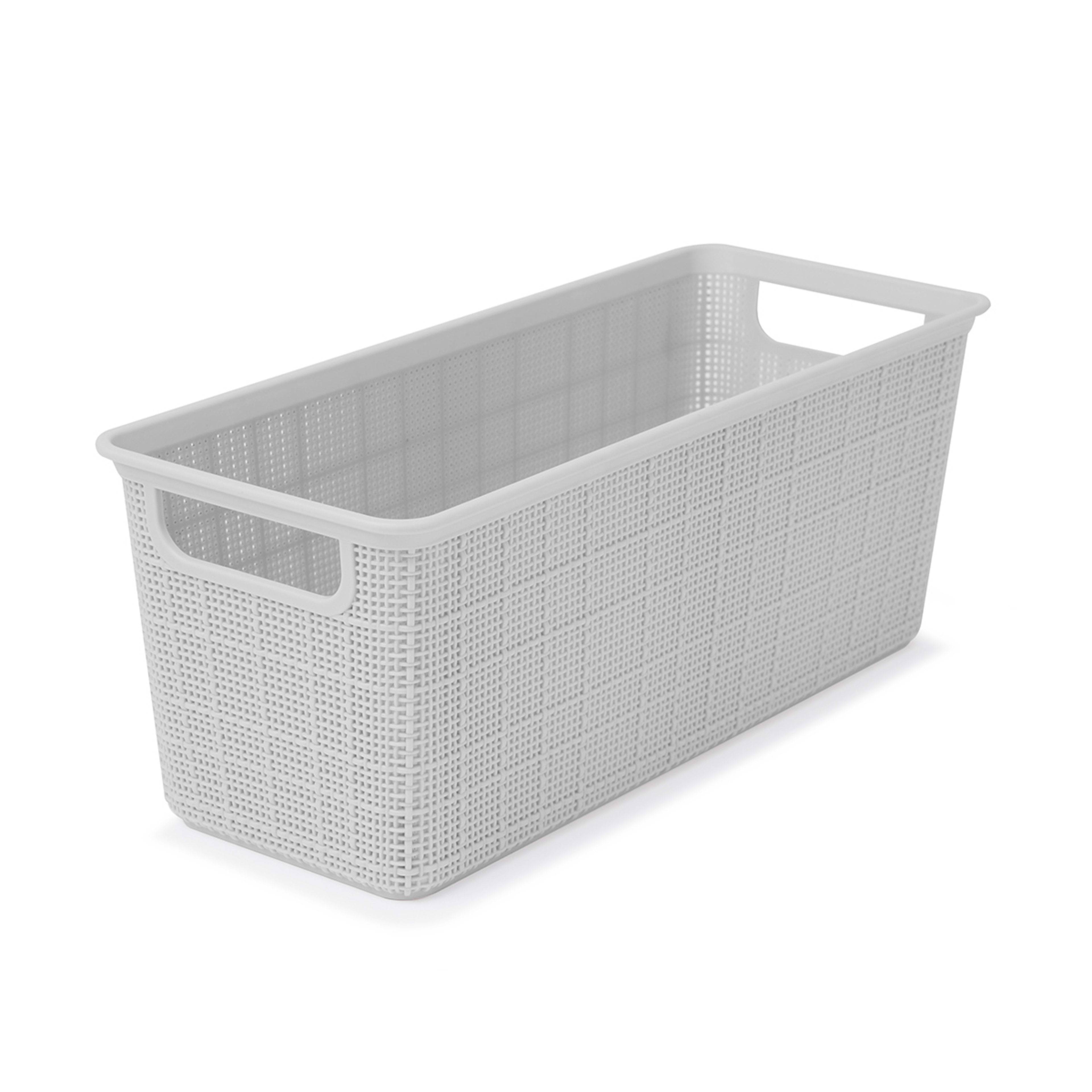 18.5L Rectangle Linen Weave Basket - Grey - Kmart