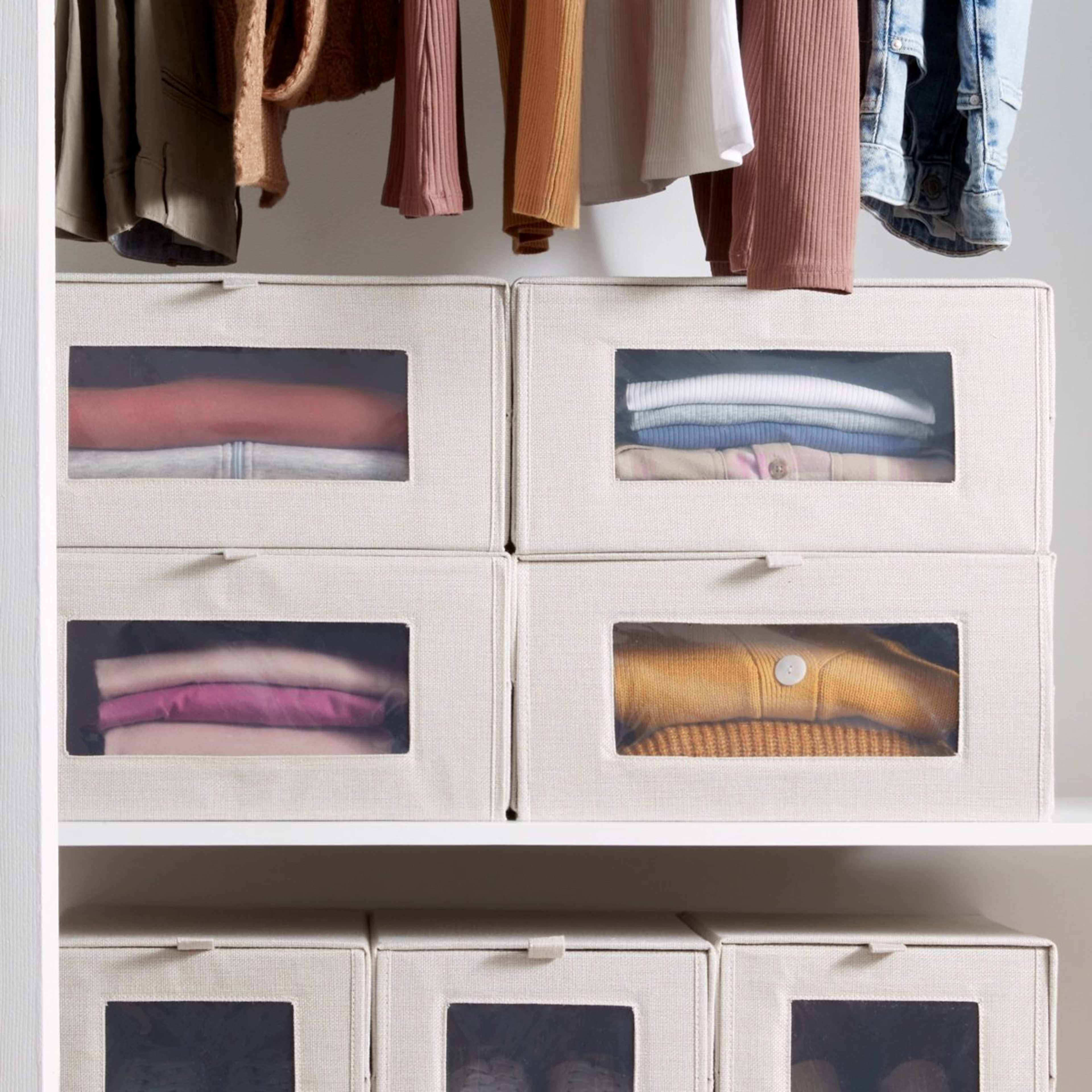 Linen Look Clothing Storage Box - Beige - Kmart