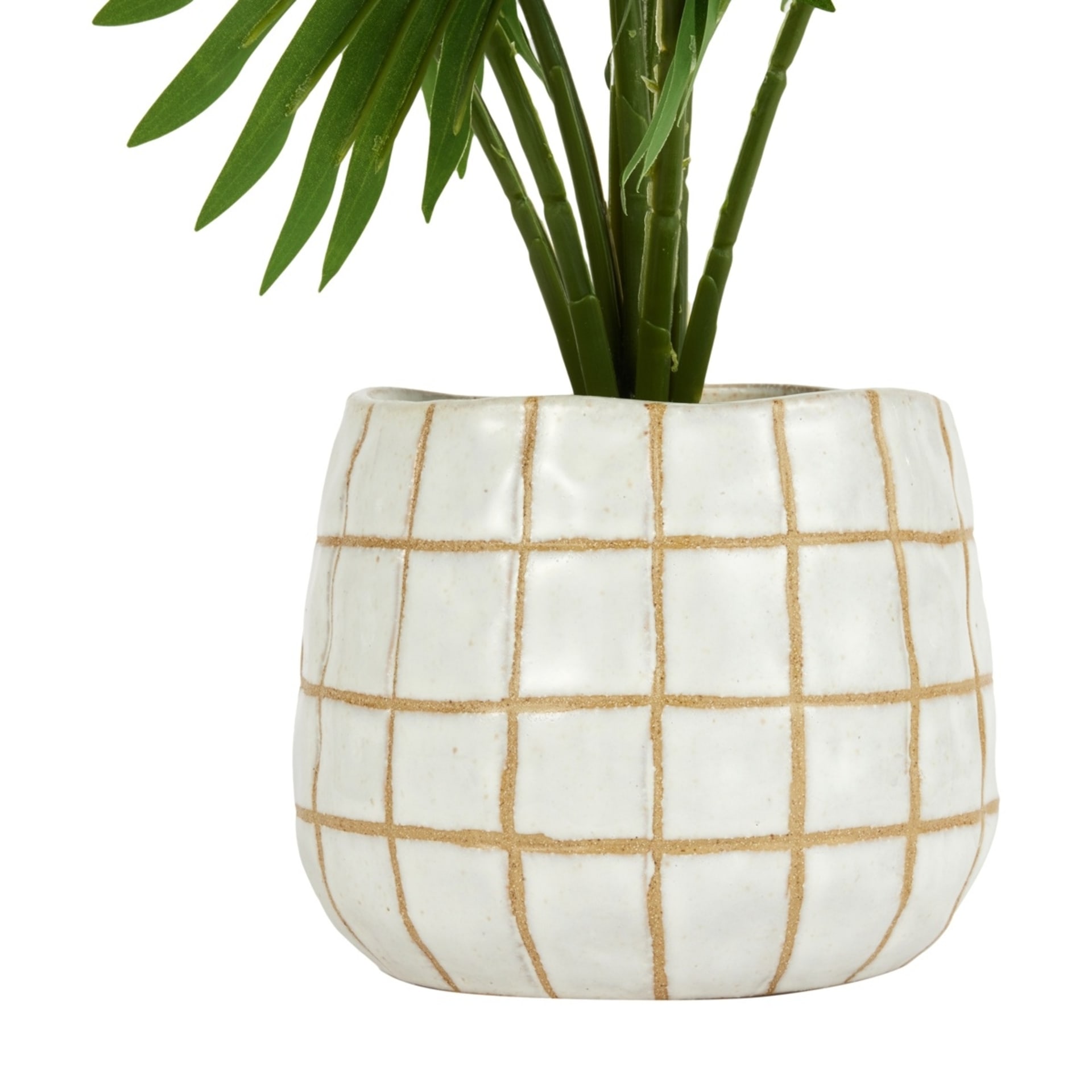 Artificial Palm in Check Pot - Kmart