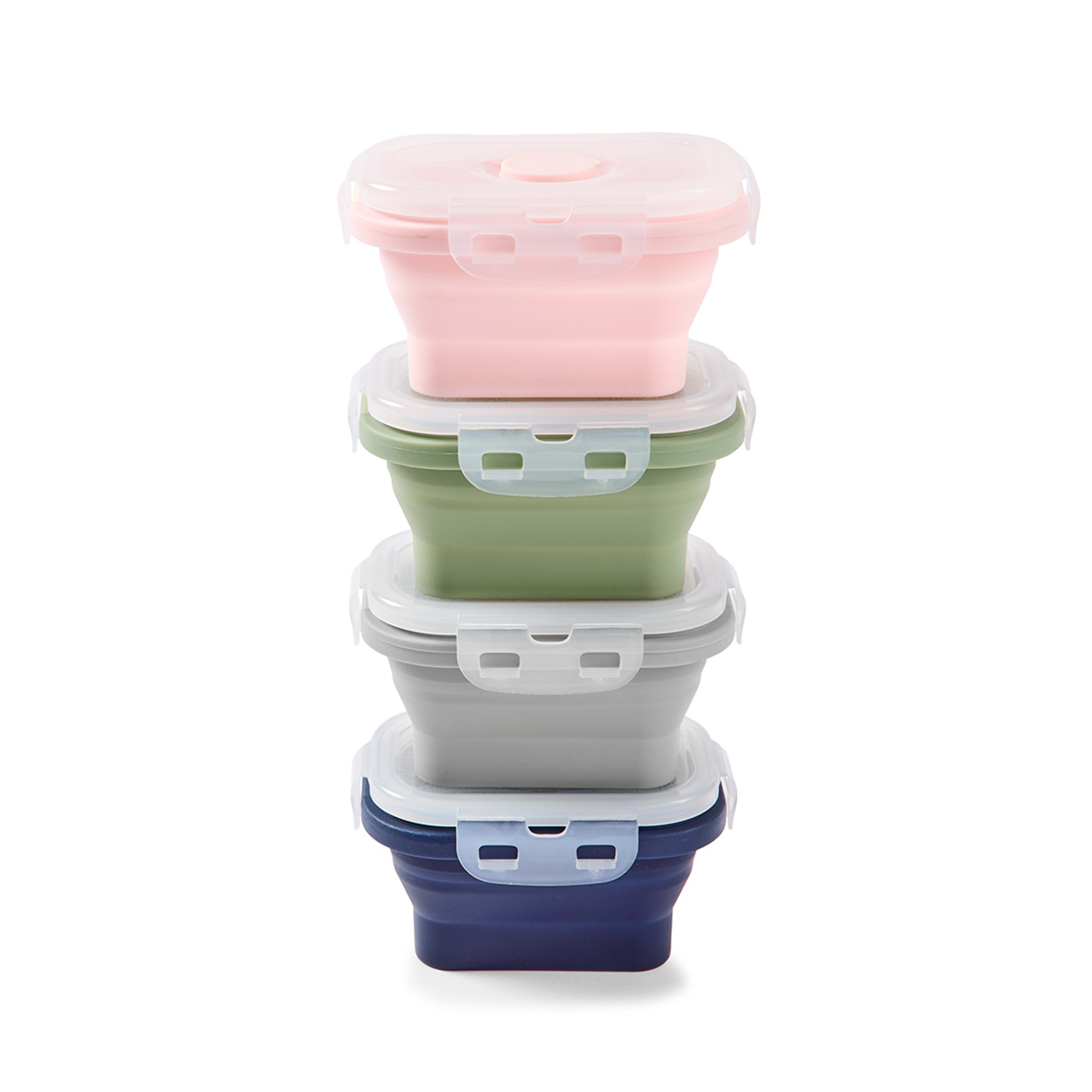 4 Piece Collapsible Silicone Snack Containers - Kmart
