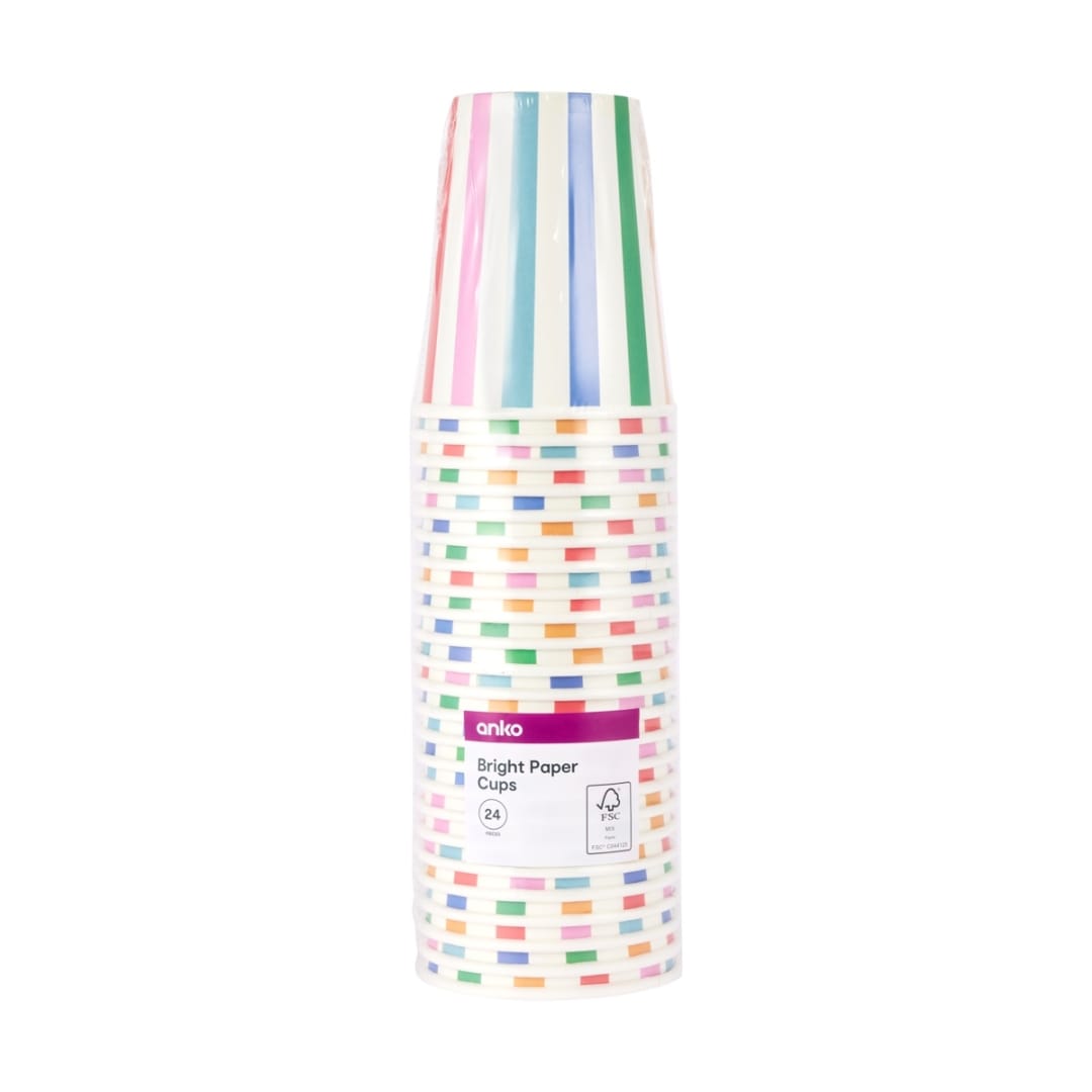 24 Pack Bright Paper Cups - Kmart