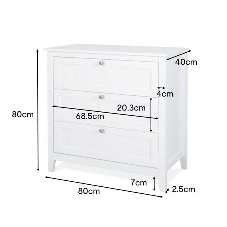 Hamptons 3 Drawer Chest - Kmart