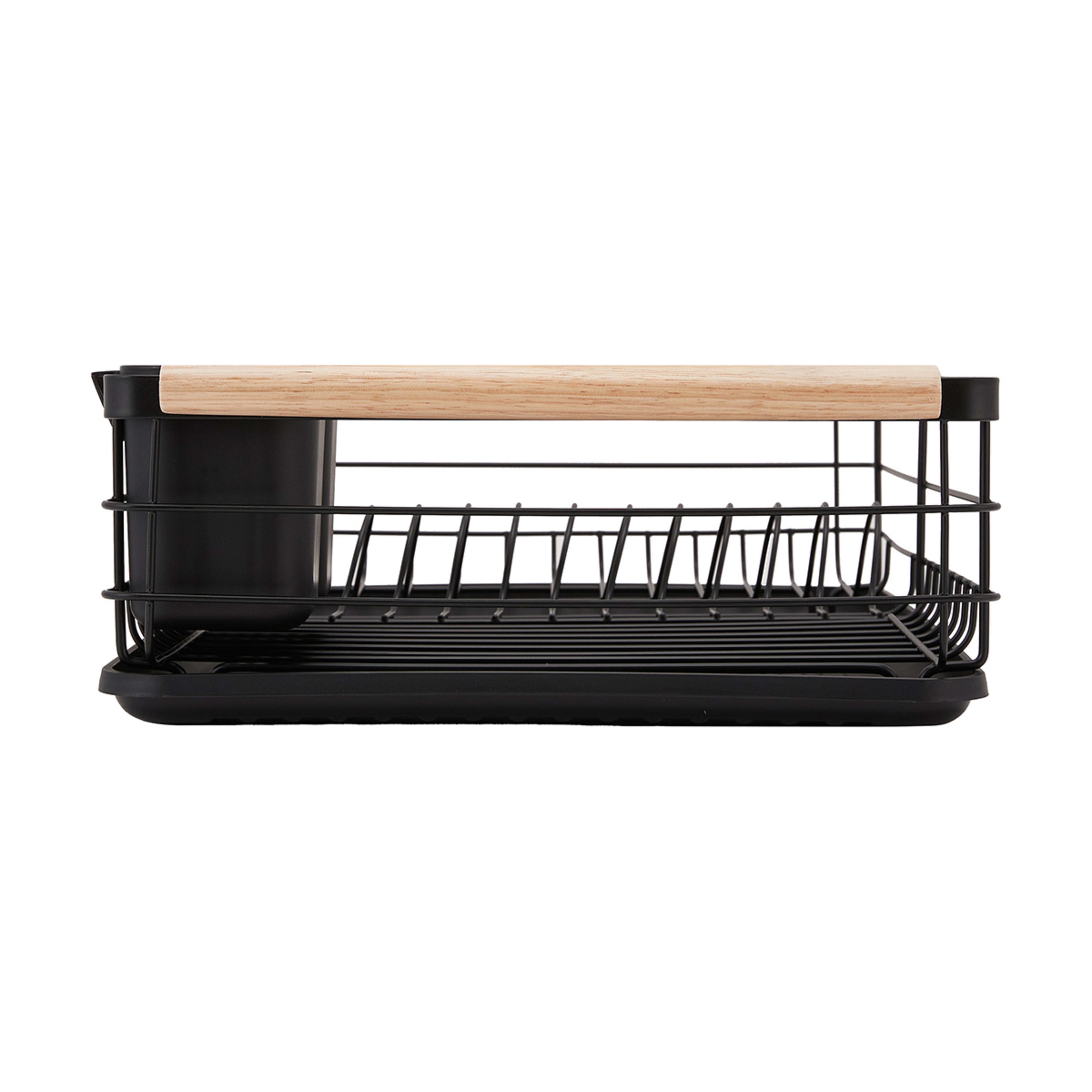 Black Wooden Handle Dish Rack - Kmart