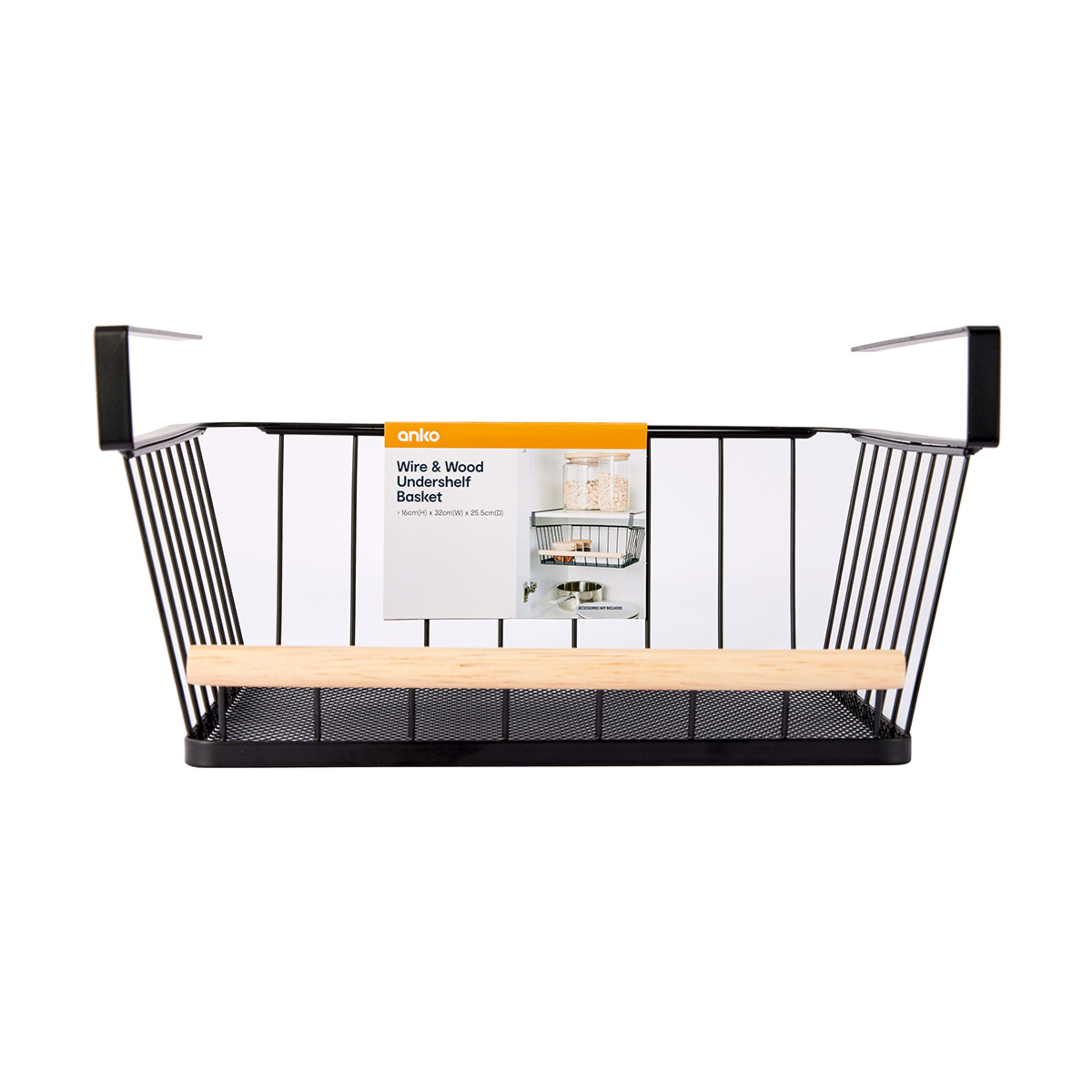 Wire and Wood Undershelf Basket - Kmart