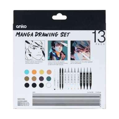 13 Pack Manga Drawing Set - Blue - Kmart