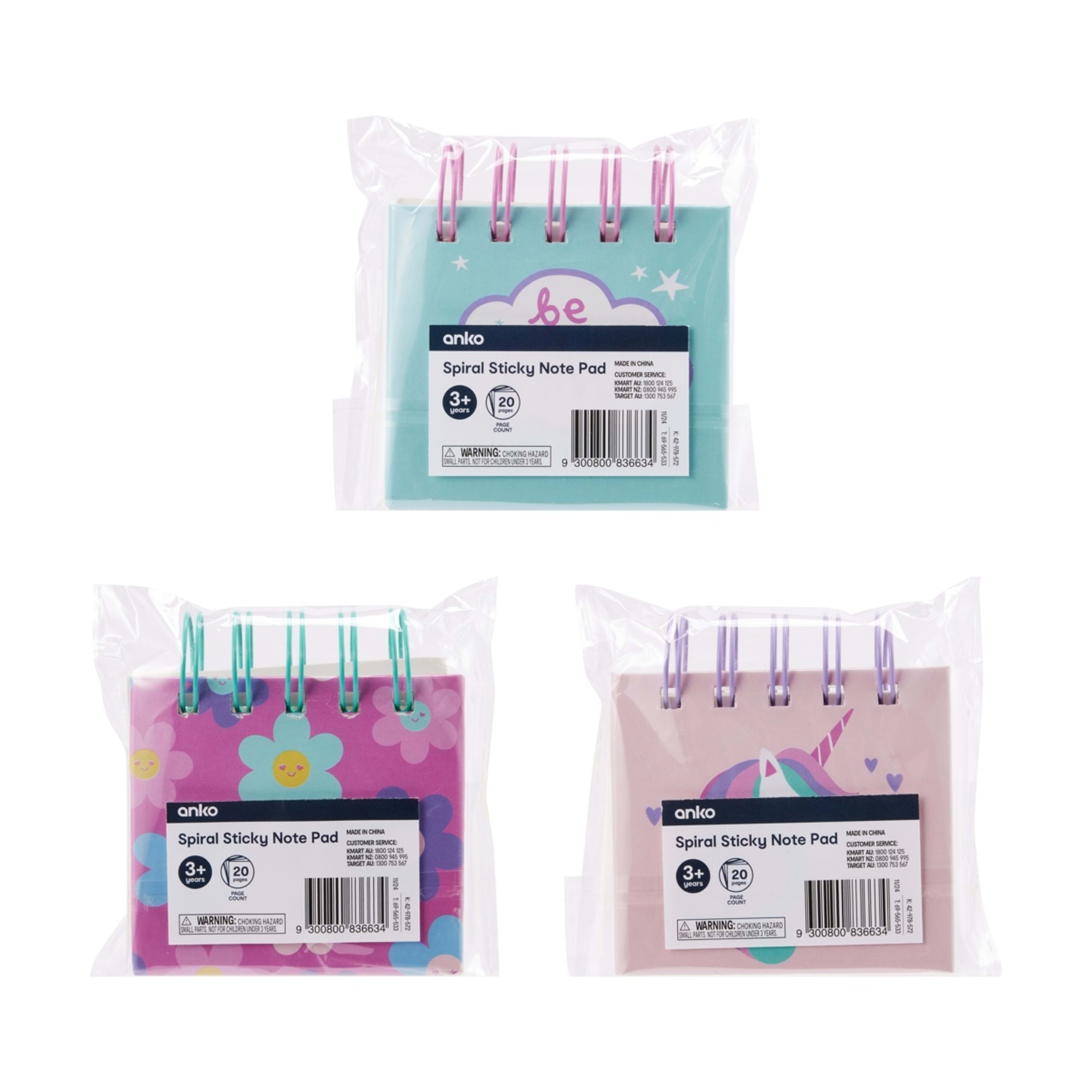 Spiral Sticky Note Pad - Assorted - Kmart